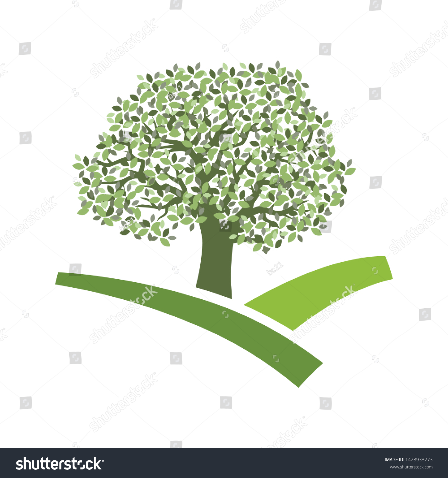 Beautiful Green Tree Vector Logo Icon Stock Vector (Royalty Free ...