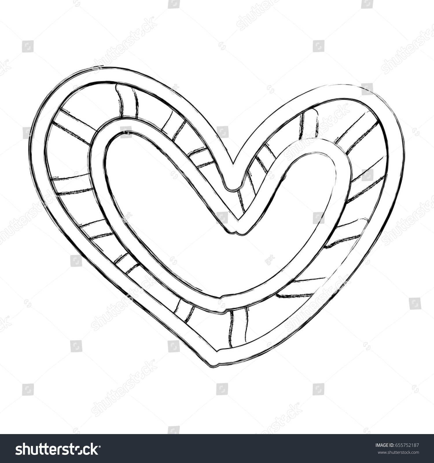 Beautiful Heart Drawing Icon Stock Vector (Royalty Free) 655752187