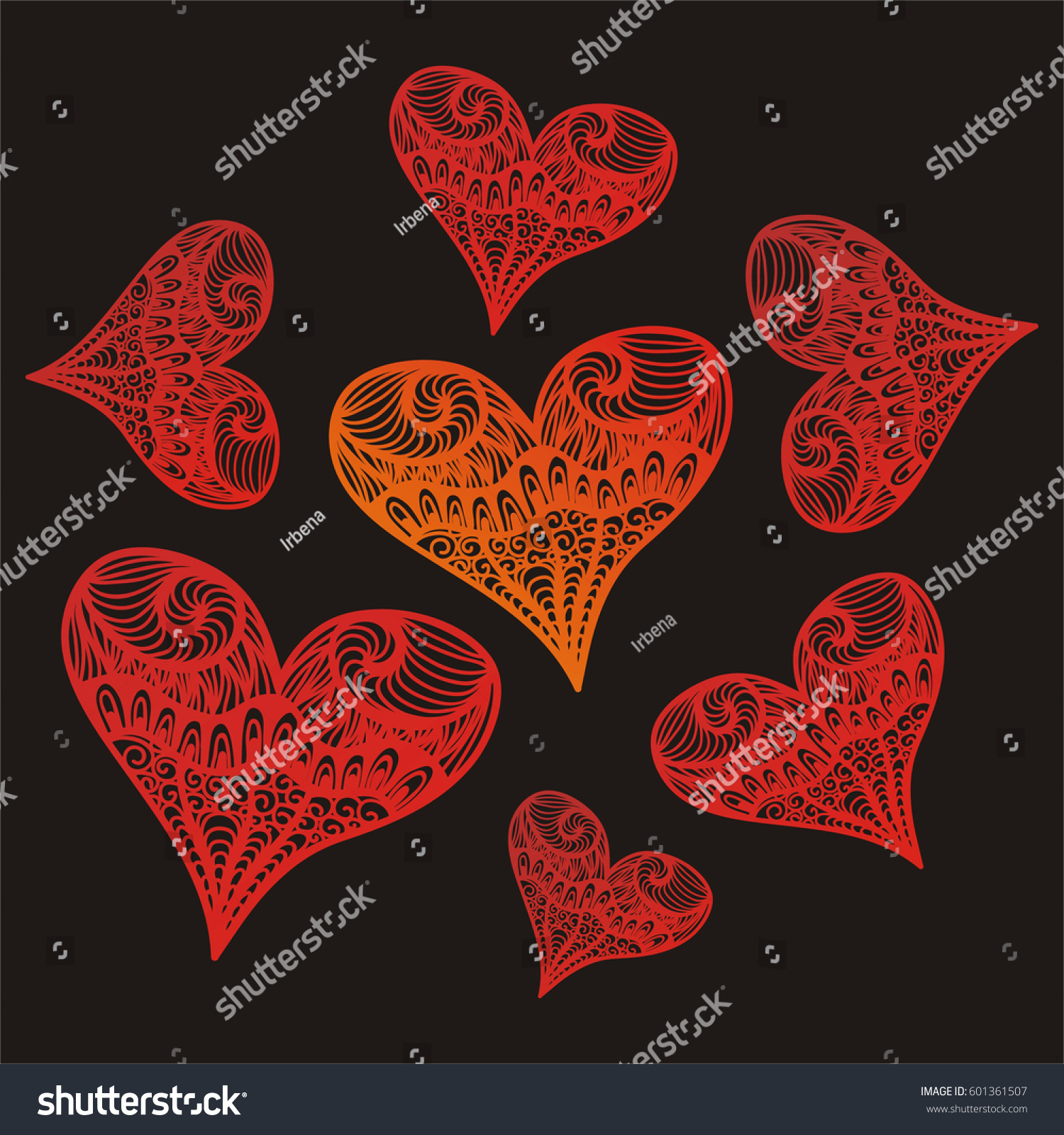 Beautiful Hearts Vector Illustration Stock Vector (Royalty Free) 601361507