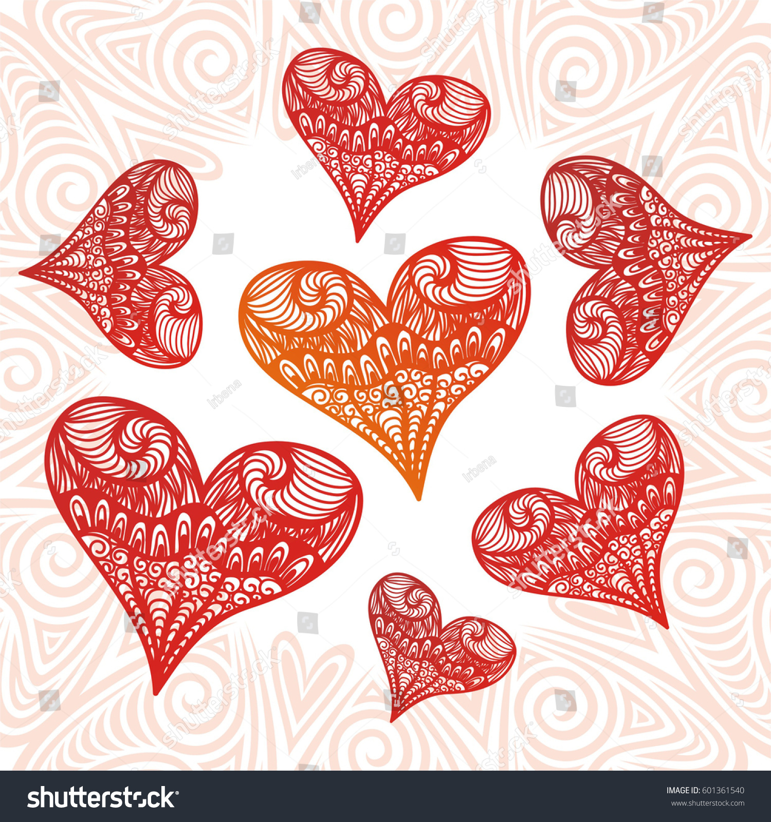 Beautiful Hearts Vector Illustration Stock Vector (Royalty Free) 601361540