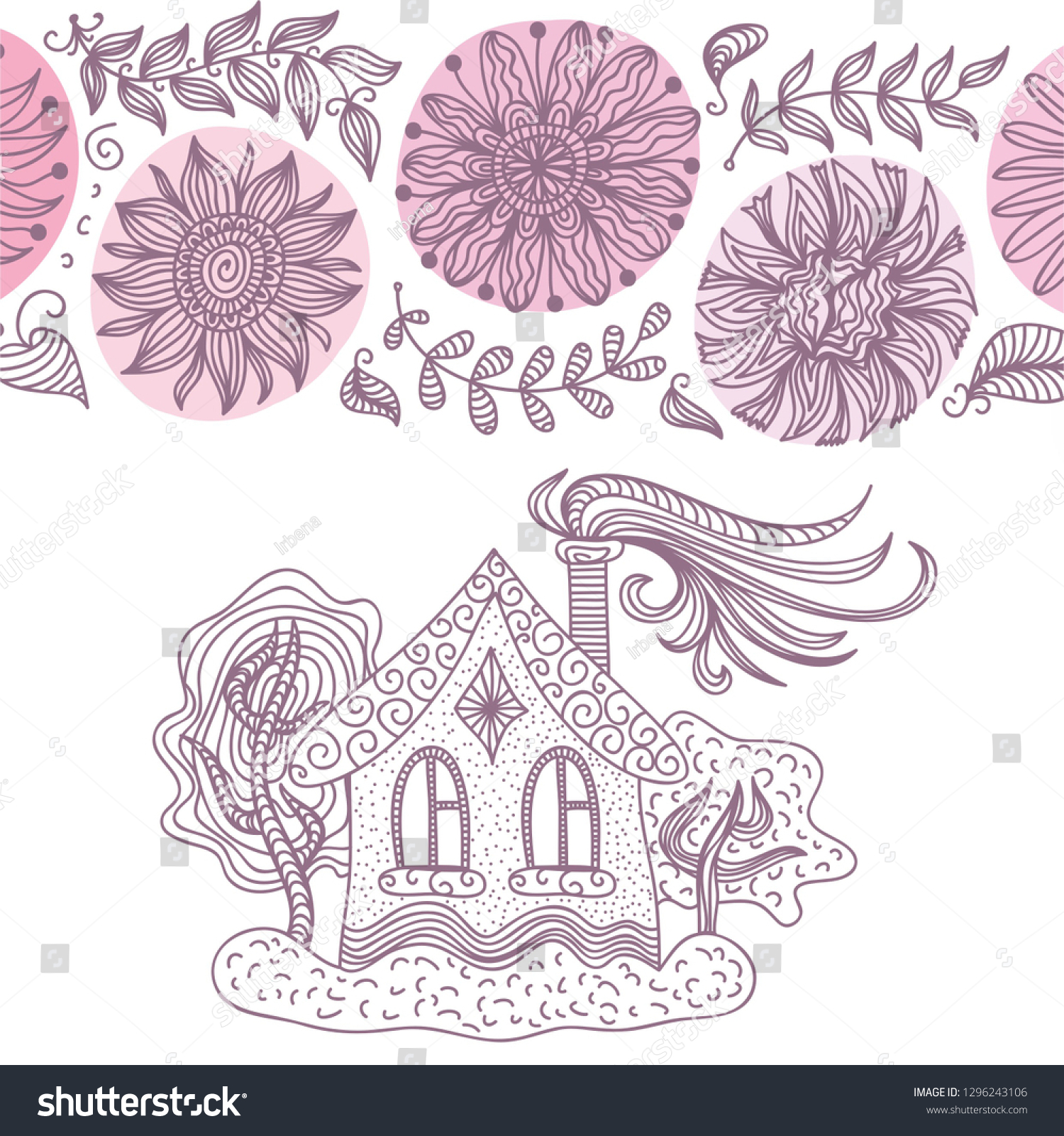 Beautiful House Vector Illustration Stock Vector (Royalty Free) 1296243106