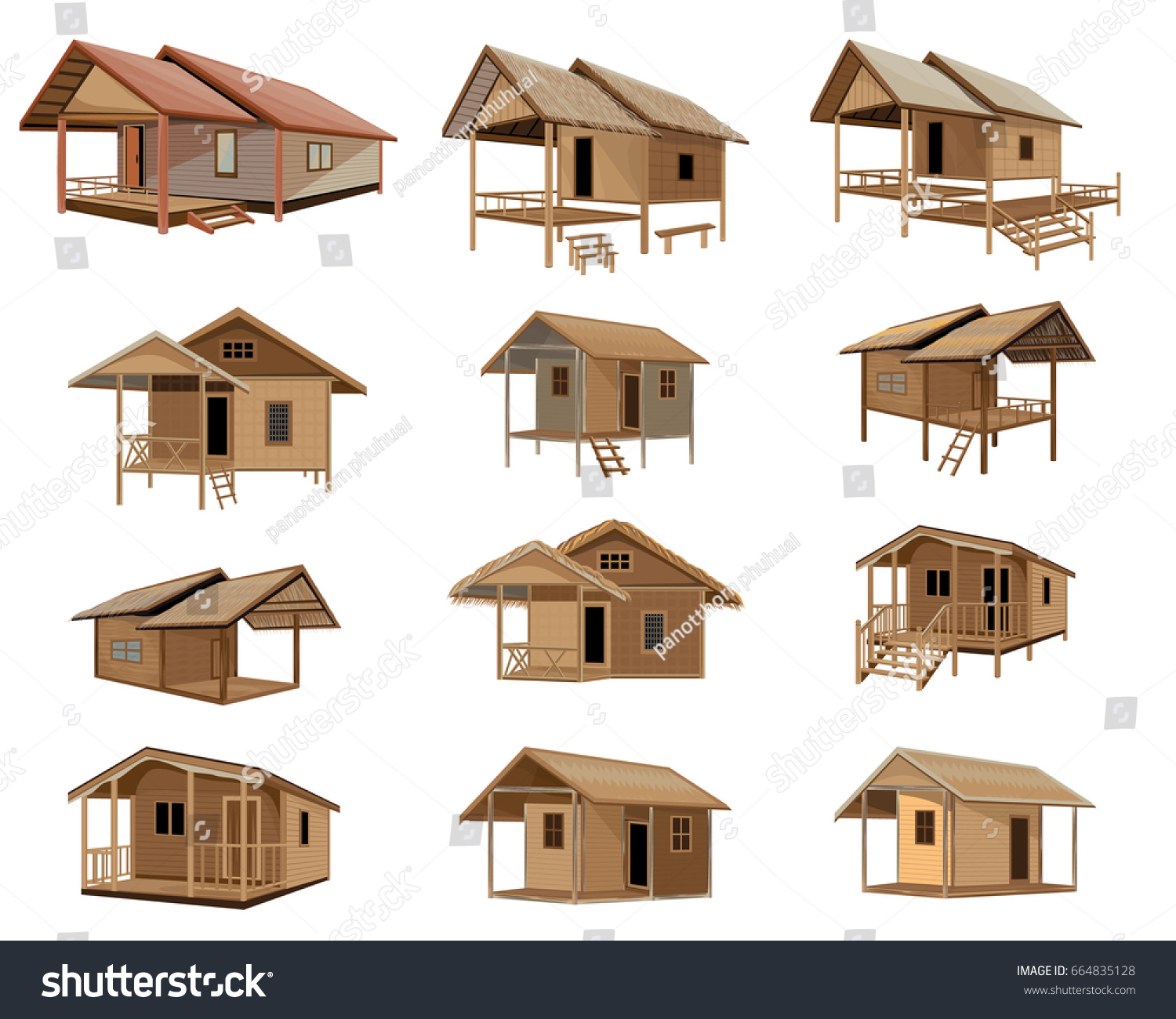 Beautiful Hut Vector Design Stock Vector (Royalty Free) 664835128 ...