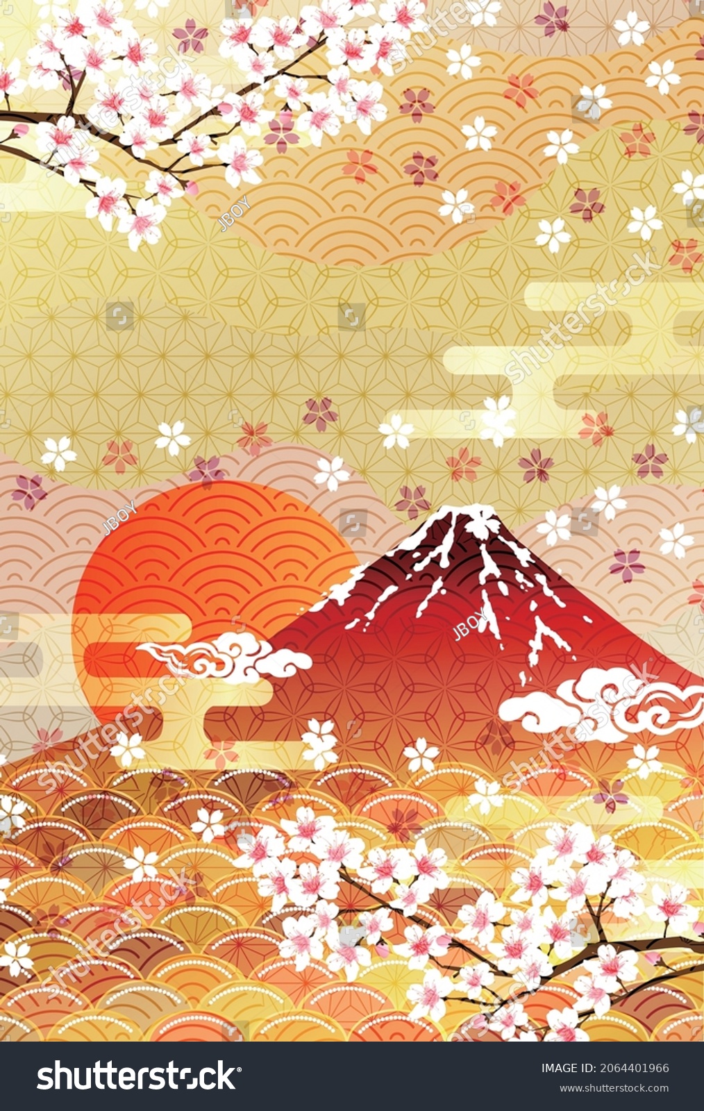 Beautiful Japanese Pattern Background Illustration Stock Vector ...