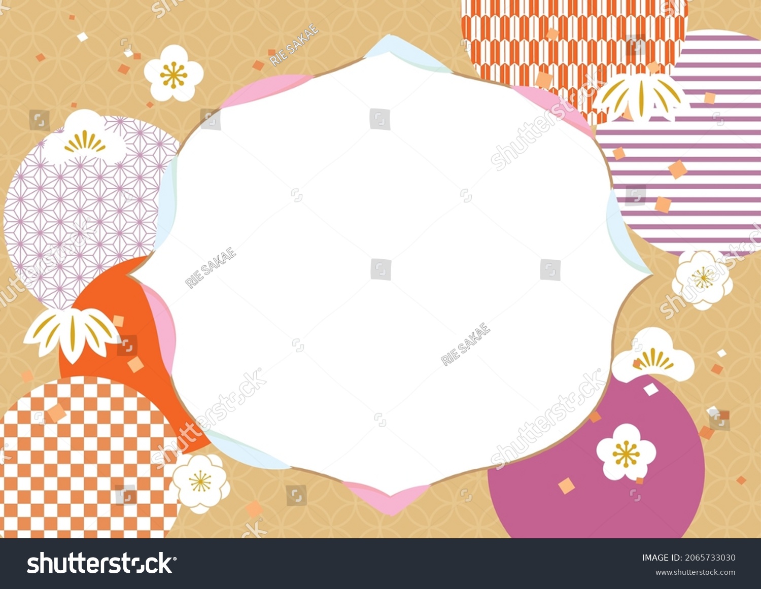 Beautiful Japanese Pattern Frame Background Illustration Stock Vector ...