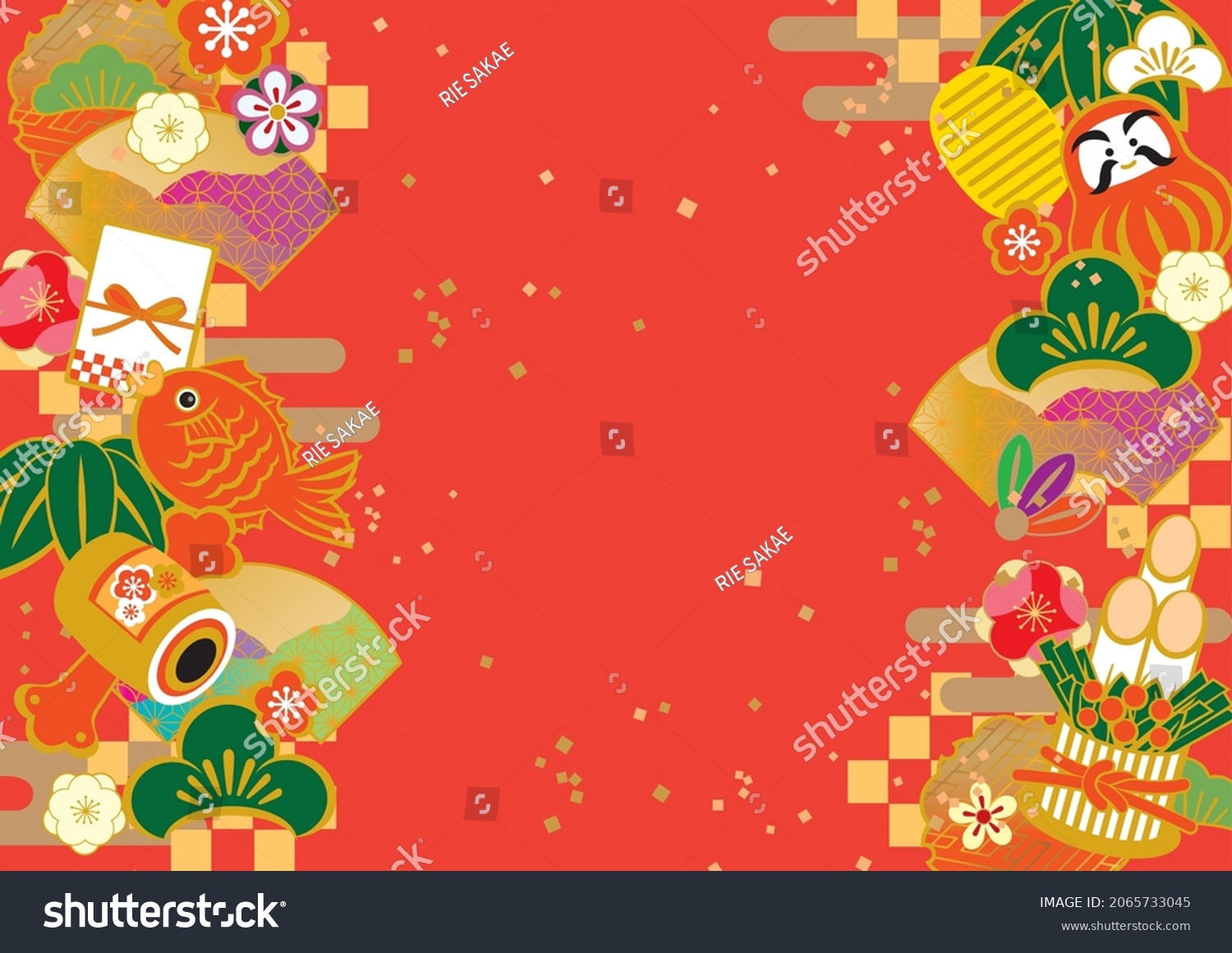 Beautiful Japanese Pattern Frame Background Illustration Stock Vector ...