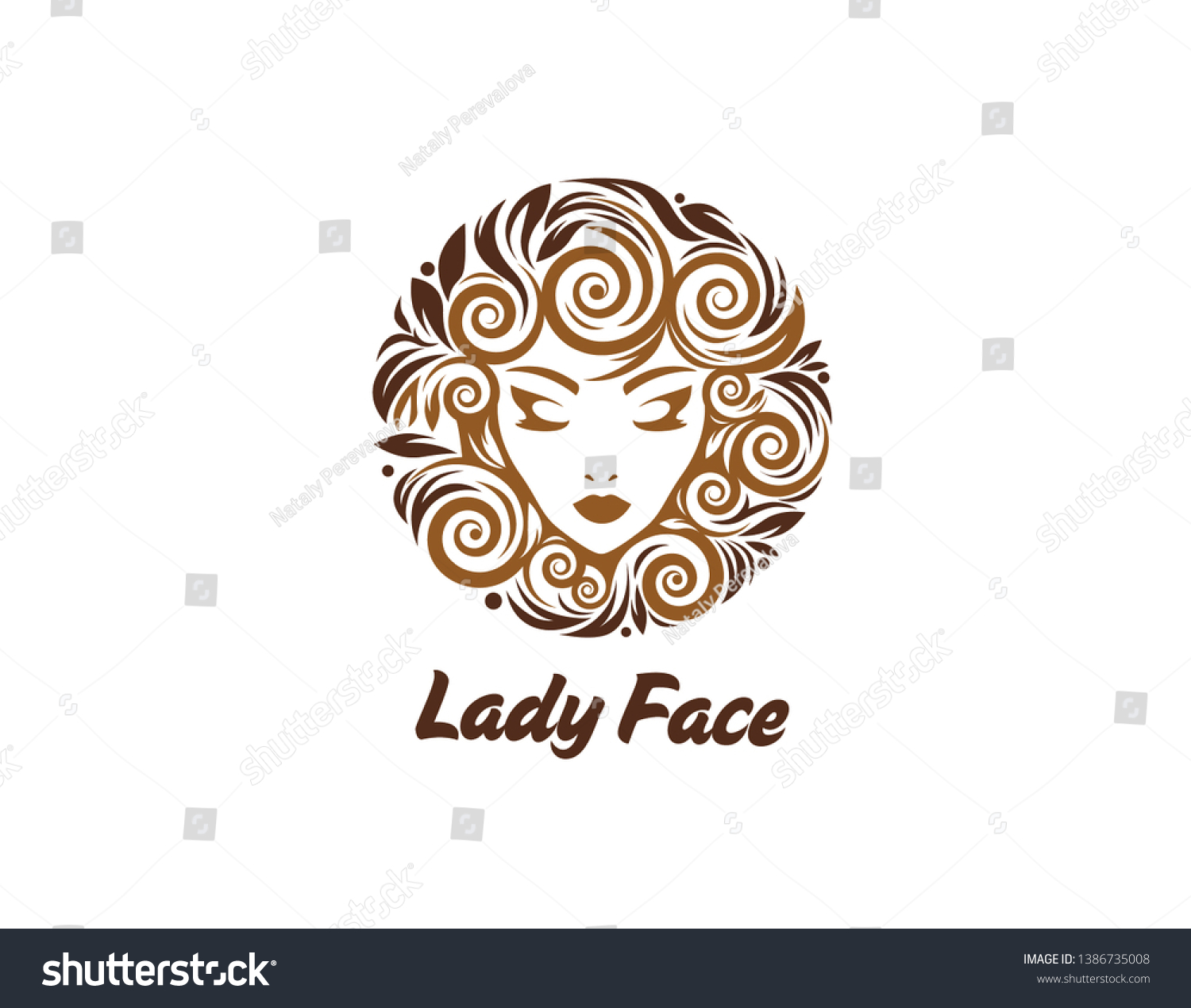 Beautiful Lady Face Vector Logo Stock Vector (Royalty Free) 1386735008