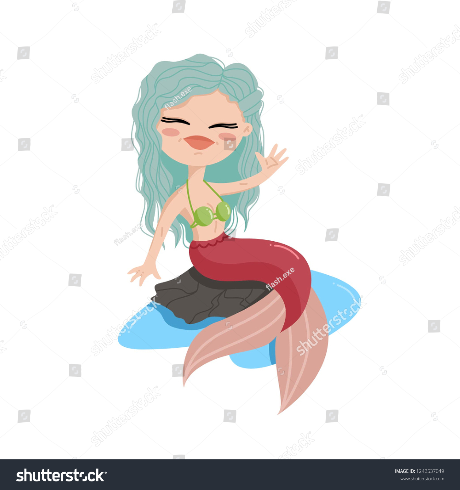 Beautiful Mermaid Illustration Vector Stock Vector (Royalty Free ...