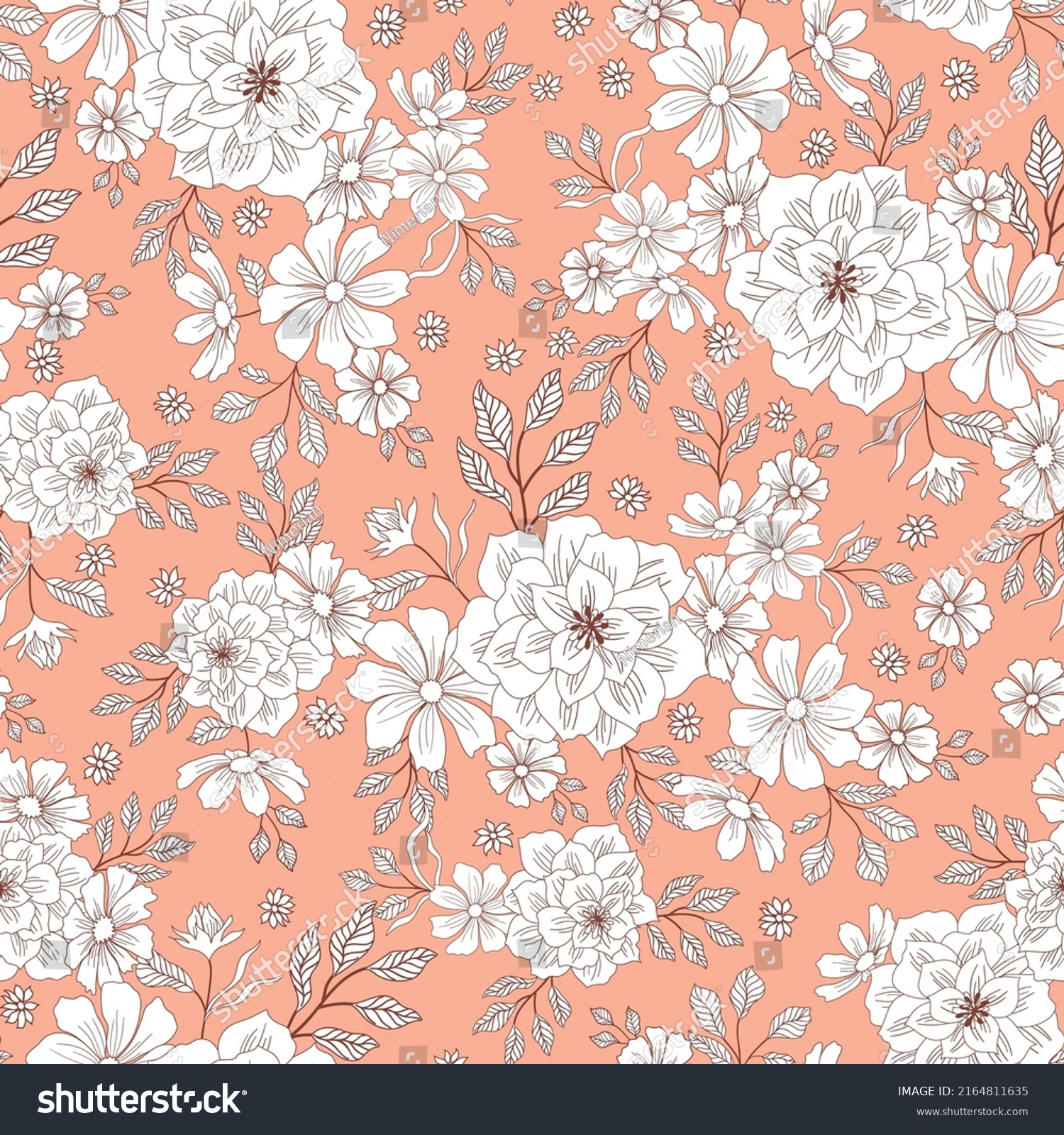 Beautiful Peach Background Hand Drawn Vector Stock Vector (Royalty Free ...
