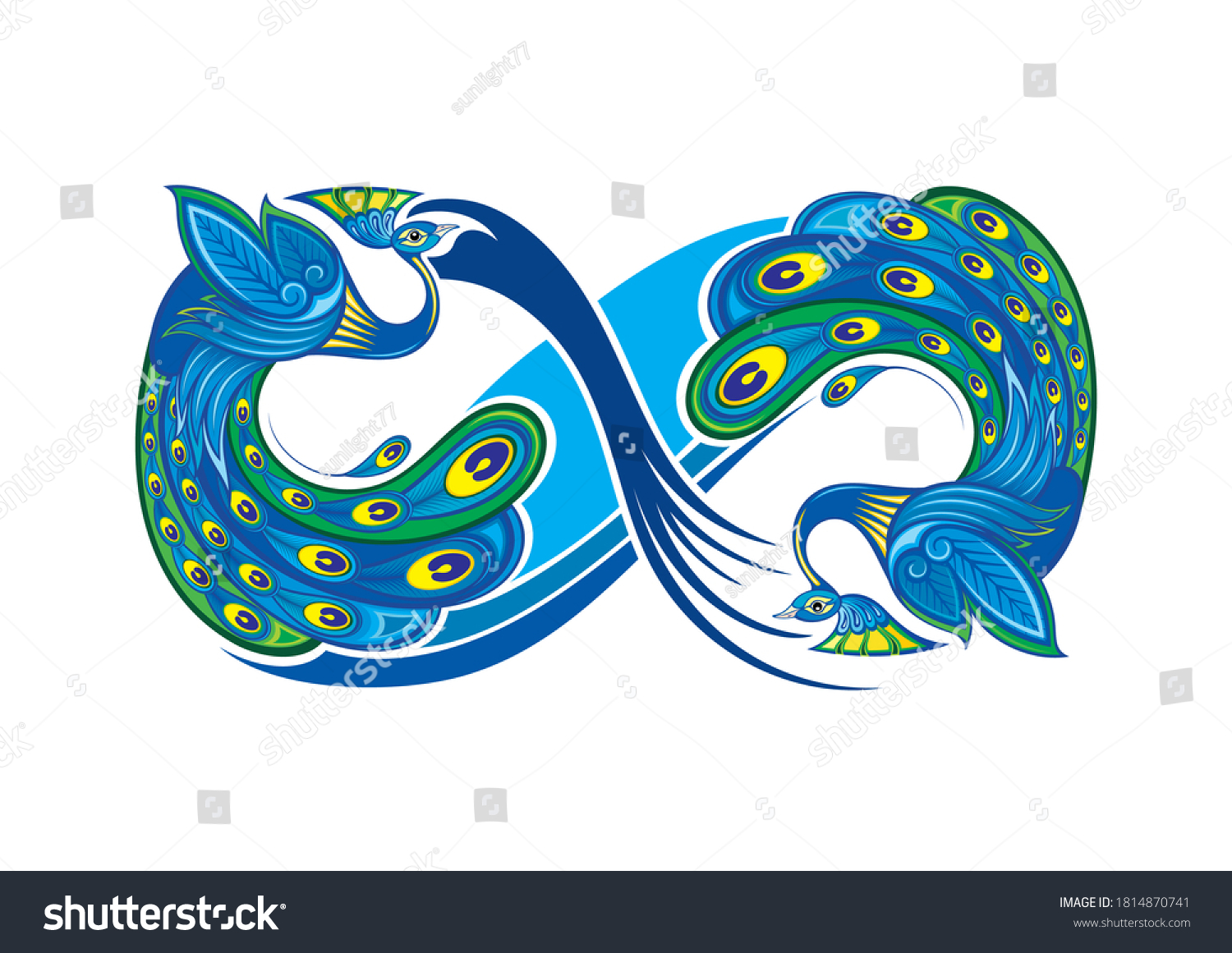 Beautiful Peacocks Infinity Symbol Stock Vector (Royalty Free ...