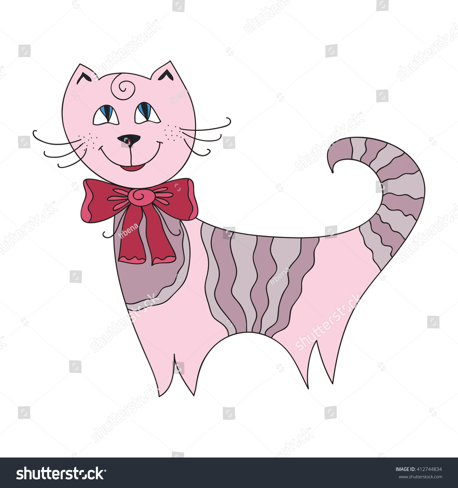 Beautiful Pink Cat Vector Illustration Stock Vector (Royalty Free ...