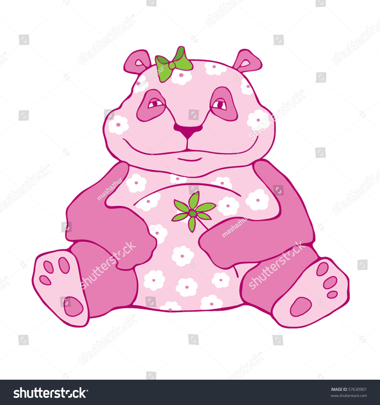 Beautiful Pink Panda. Vector Illustration - 57630901 : Shutterstock