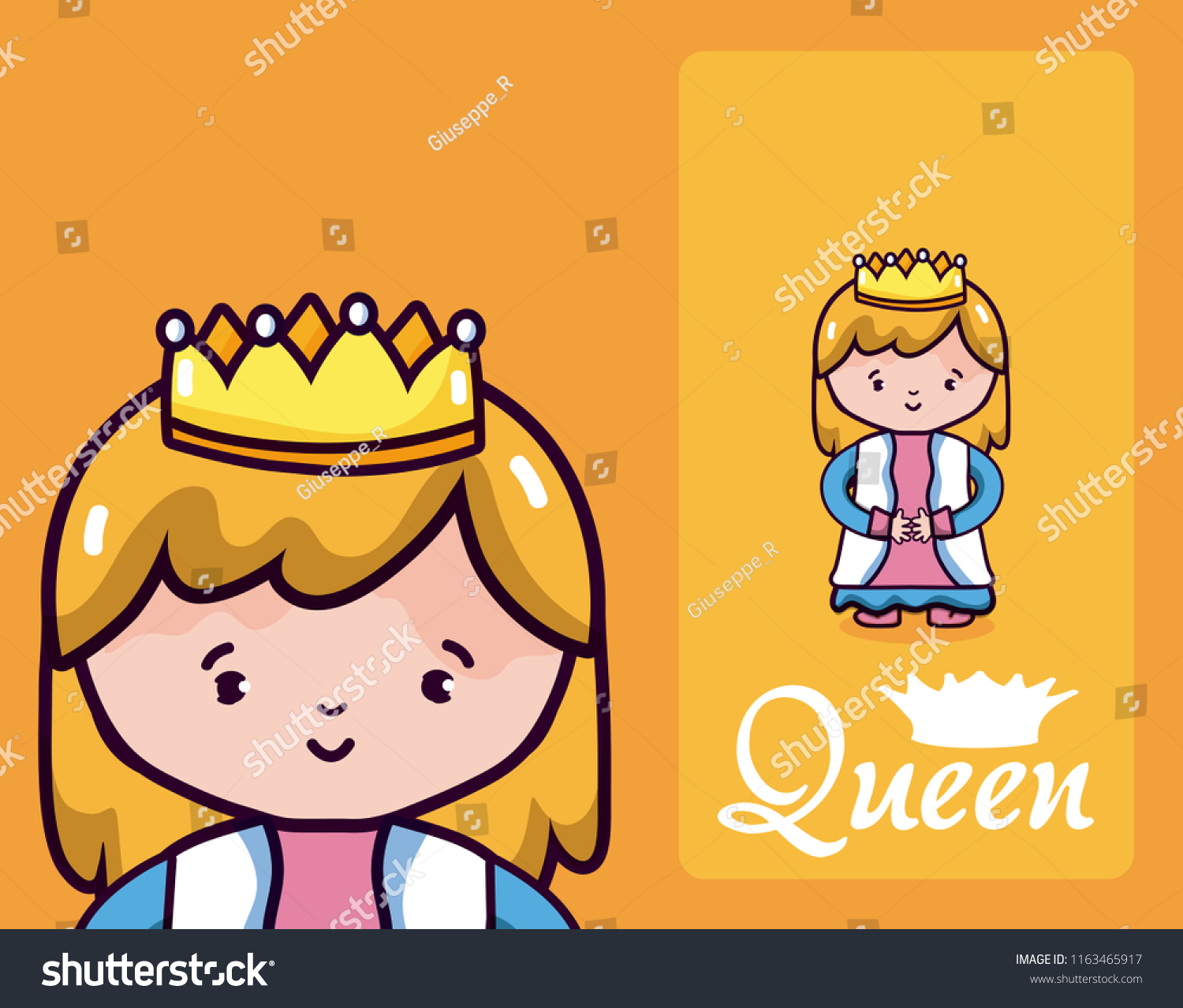 Beautiful Queen Cartoon Stock Vector (Royalty Free) 1163465917