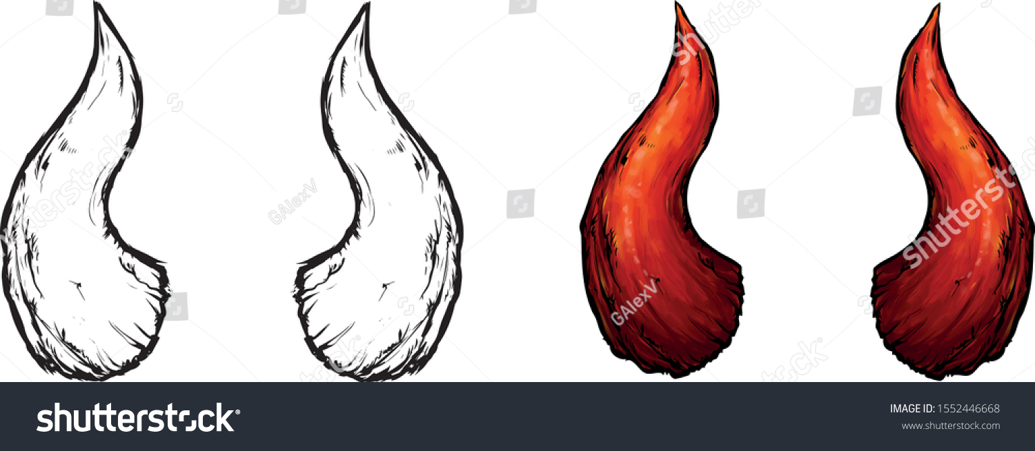 Beautiful Red Demon Devil Horns Vector Stock Vector (Royalty Free ...