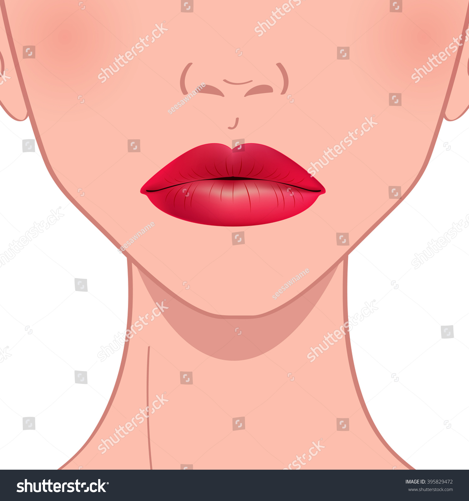 Beautiful Red Female Lips: vector de stock (libre de regalías) 395829472