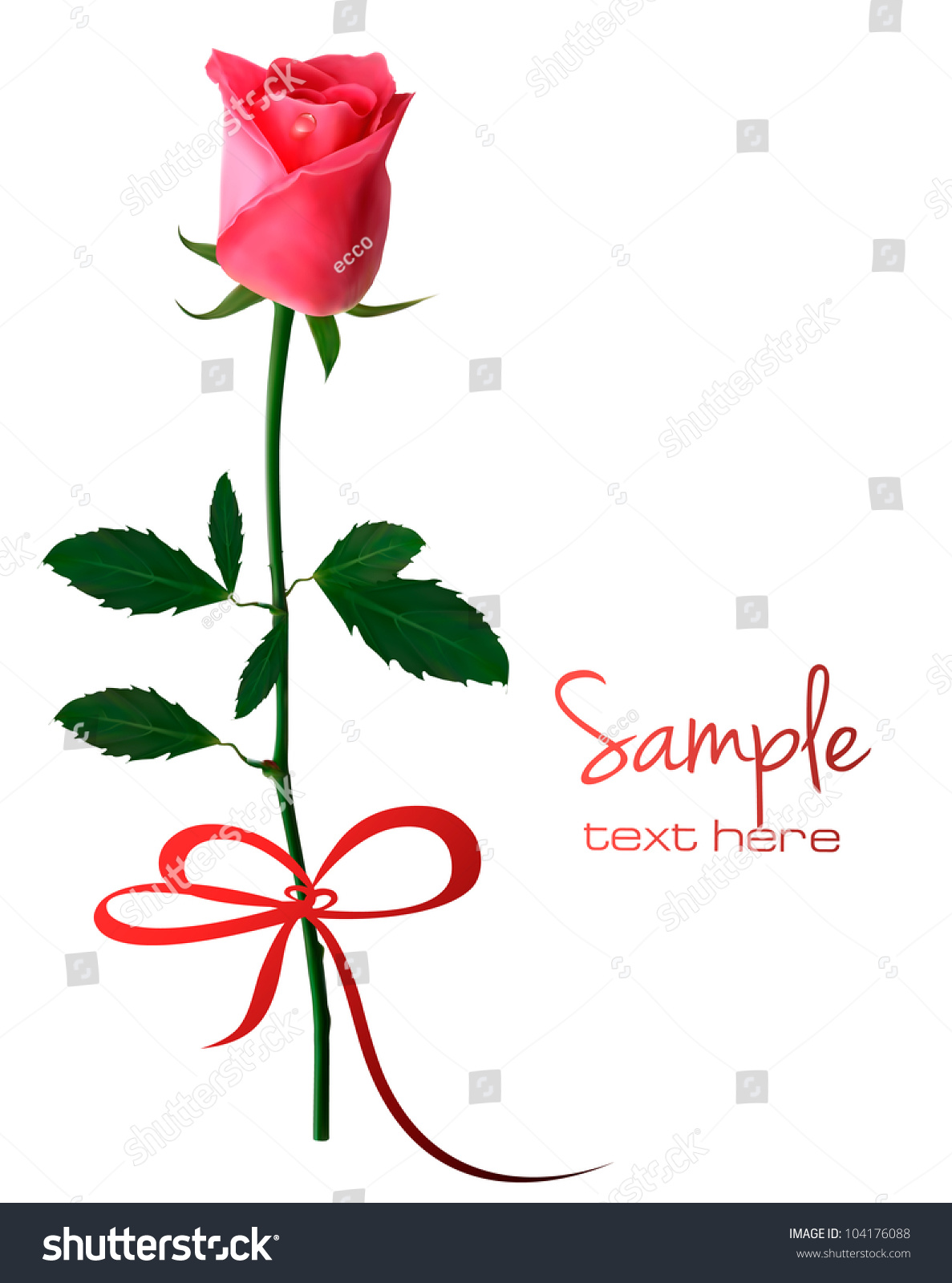 Beautiful Red Rose Bow Vector Stock Vector (Royalty Free) 104176088