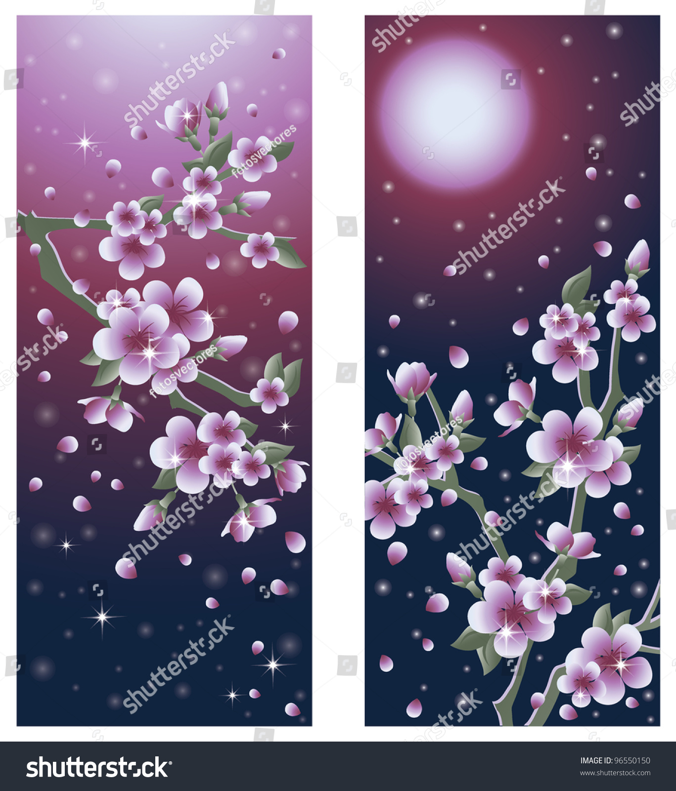 Beautiful Sakura Banners Vector Illustration Stock Vector (Royalty Free ...