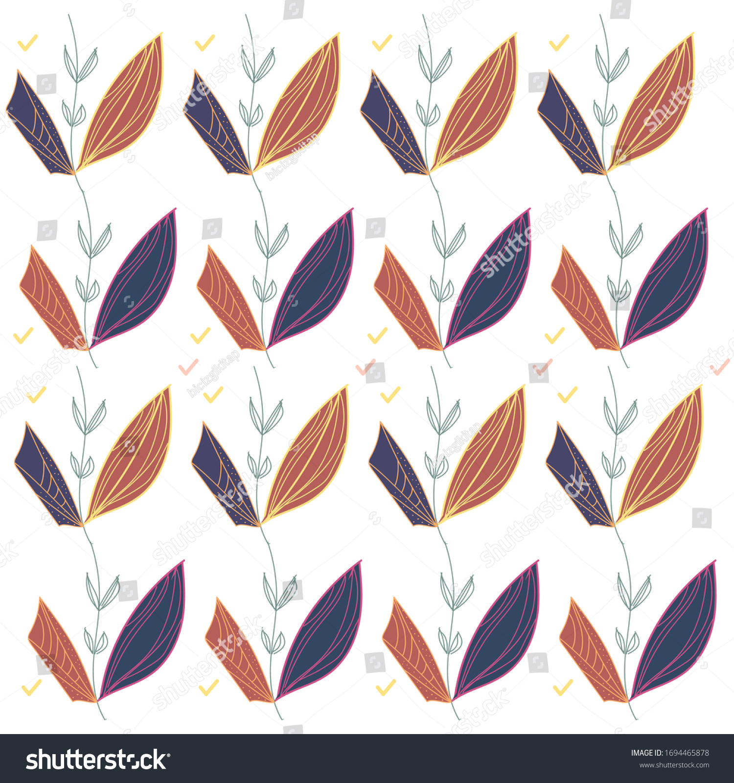 Beautiful Seamless Pattern Leaves Stock Vector (Royalty Free ...