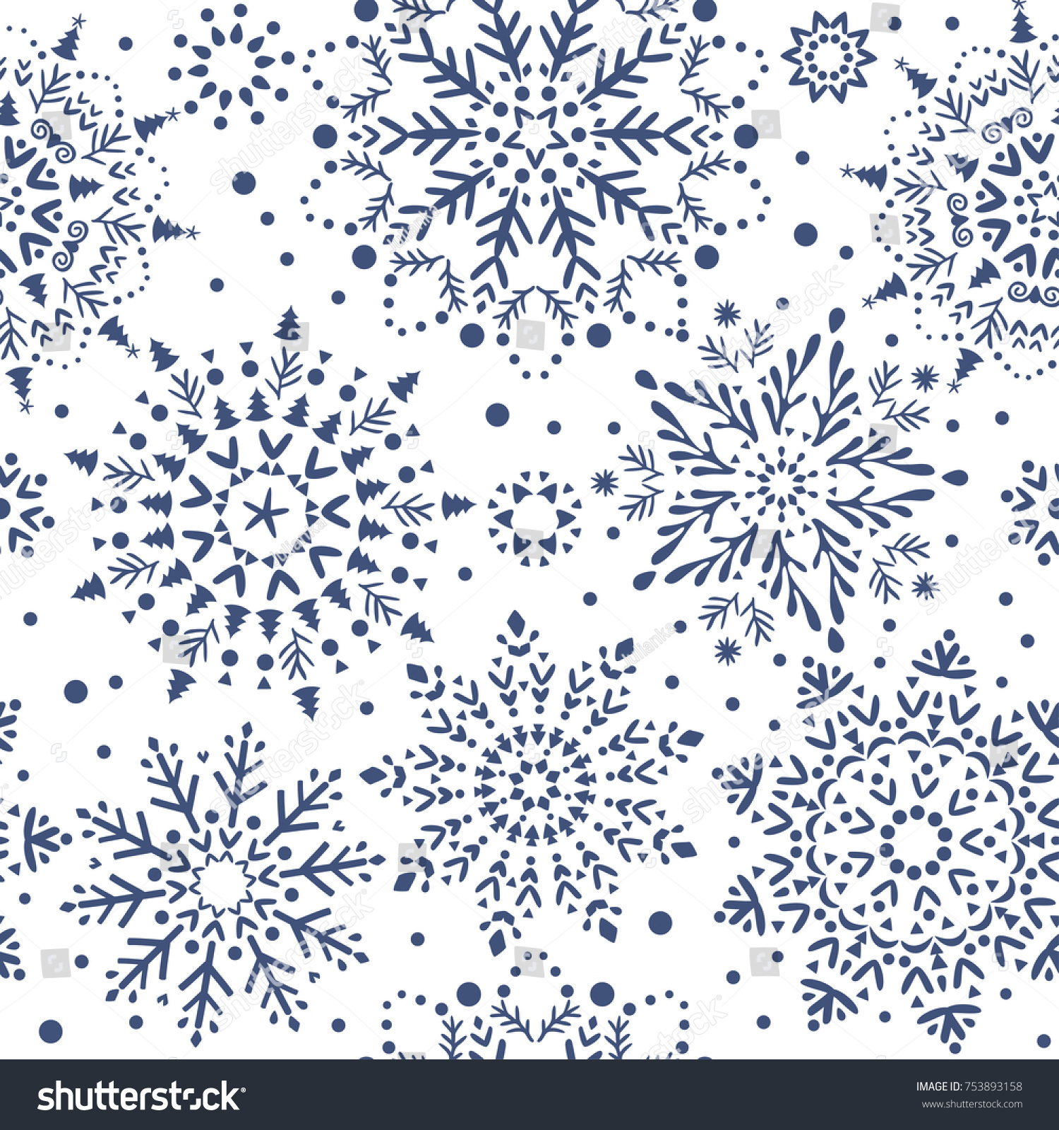 Beautiful Seamless Pattern Snowflake Circle Vector Stock Vector ...
