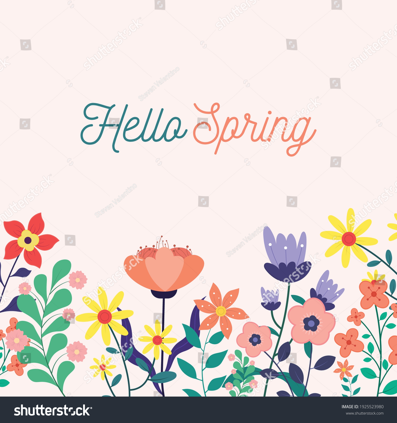 Beautiful Spring Background Flowers Vector Illustration Stock Vector ...