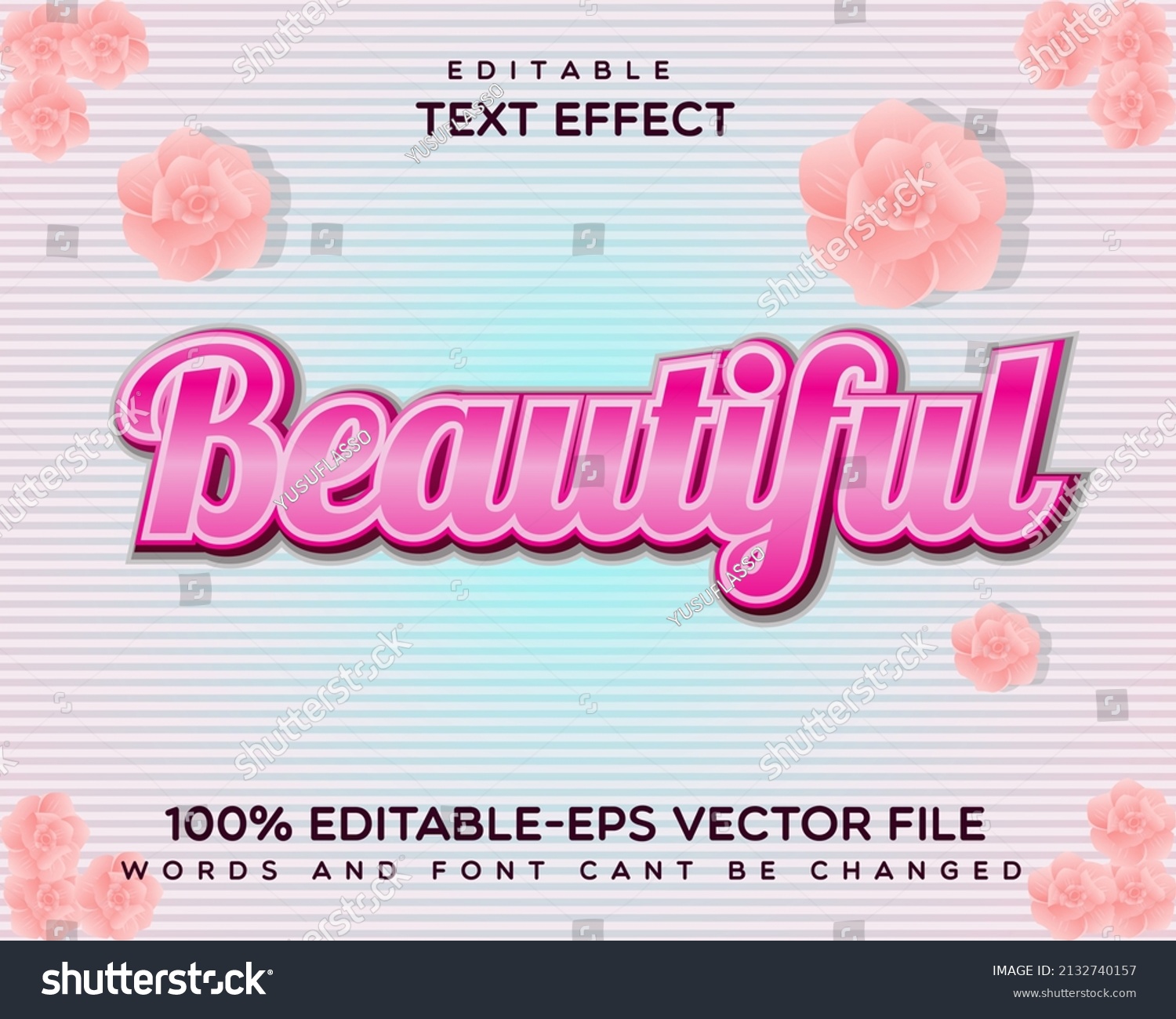 Beautiful Text Effect Template Flower Background Stock Vector (Royalty ...