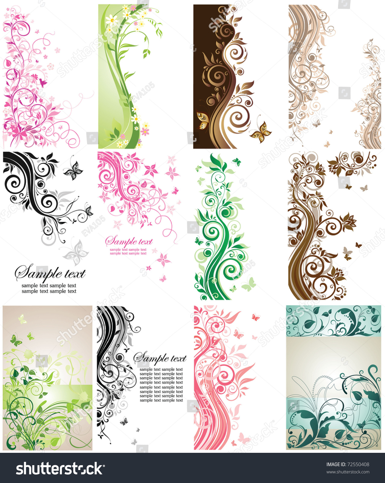 Beautiful Vertical Cards Stock Vector (Royalty Free) 72550408