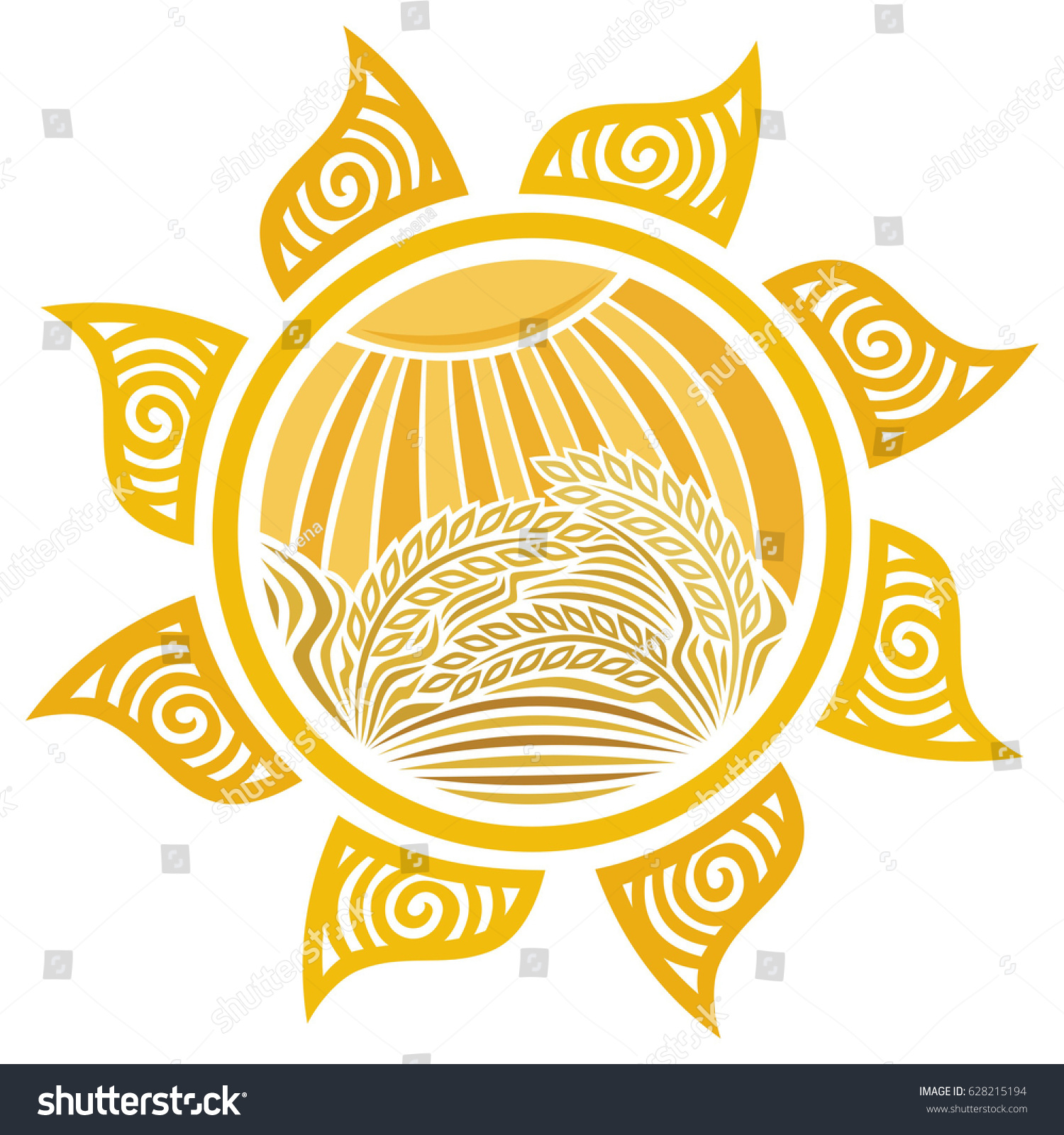 Beautiful Wheat Sun Vector Illustration Stock Vector (Royalty Free ...