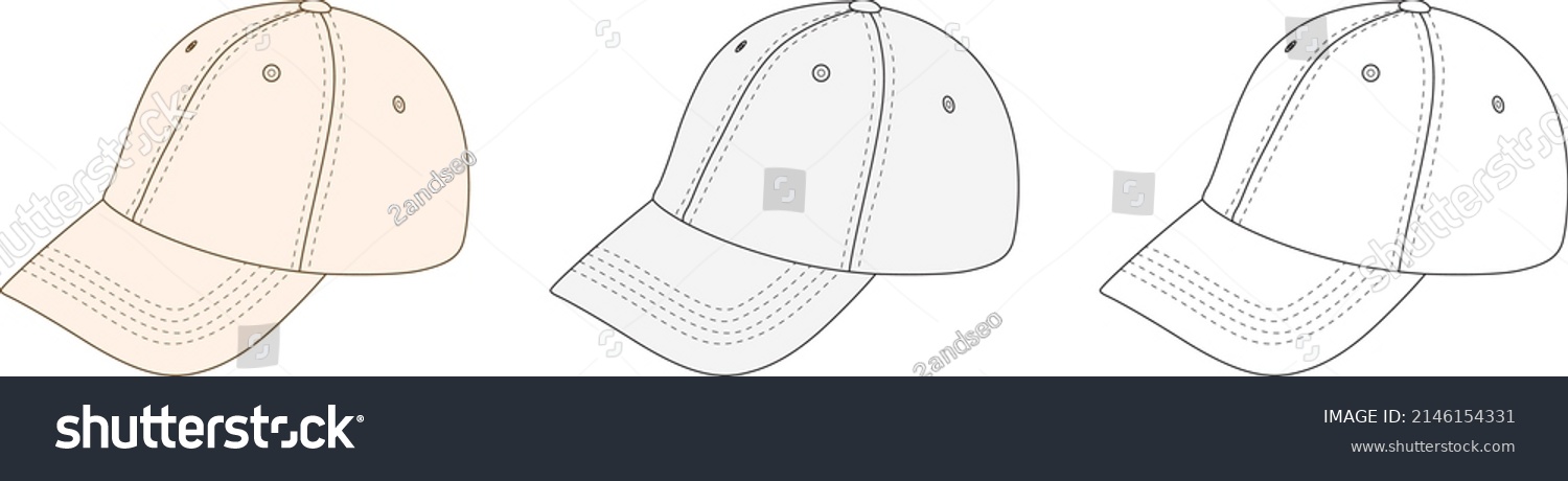 Beautifully Drawn Baseball Cap Illustration Set Stock Vector (Royalty ...