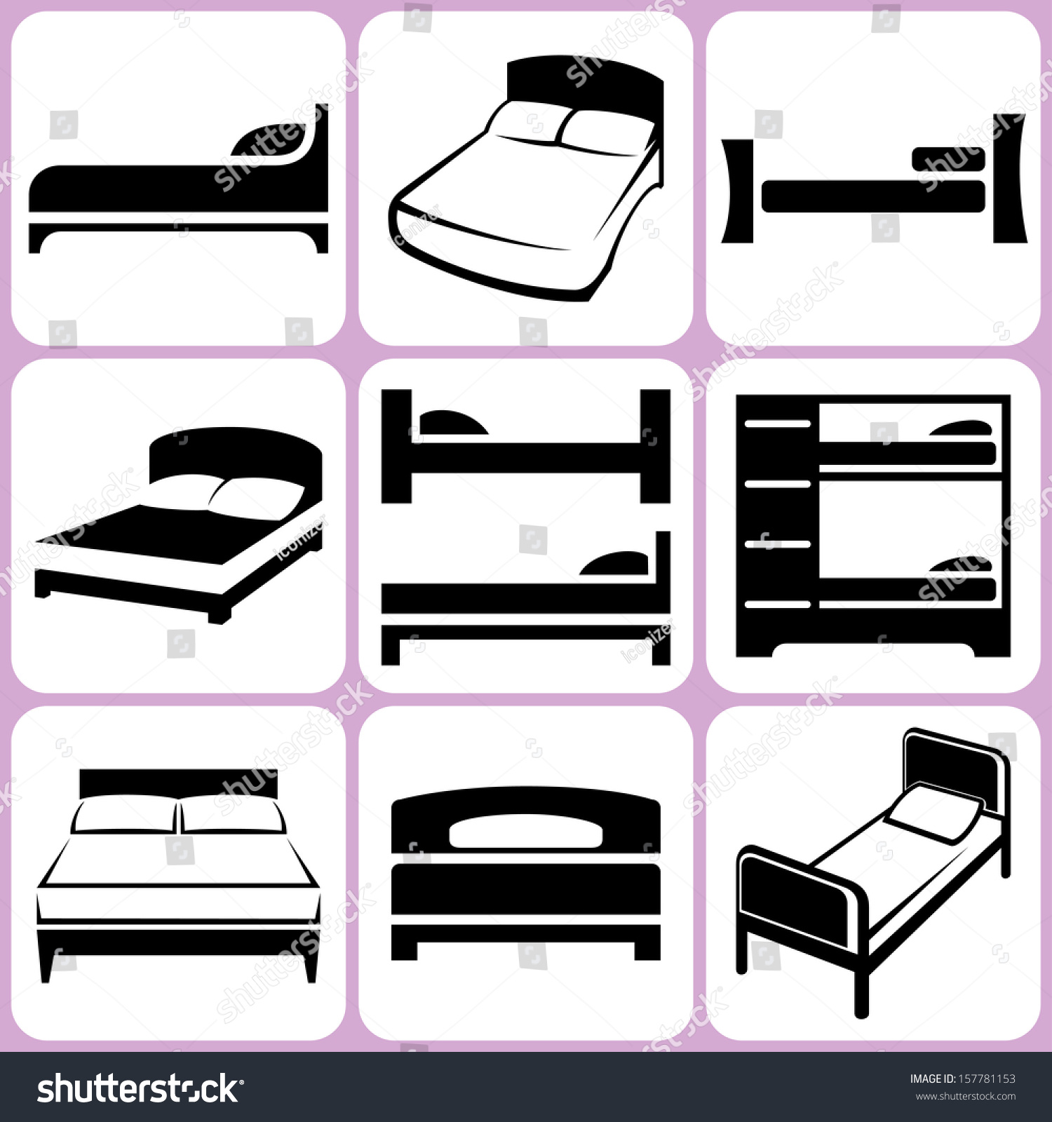 Bed Icons Set Stock Vector (Royalty Free) 157781153 - Shutterstock