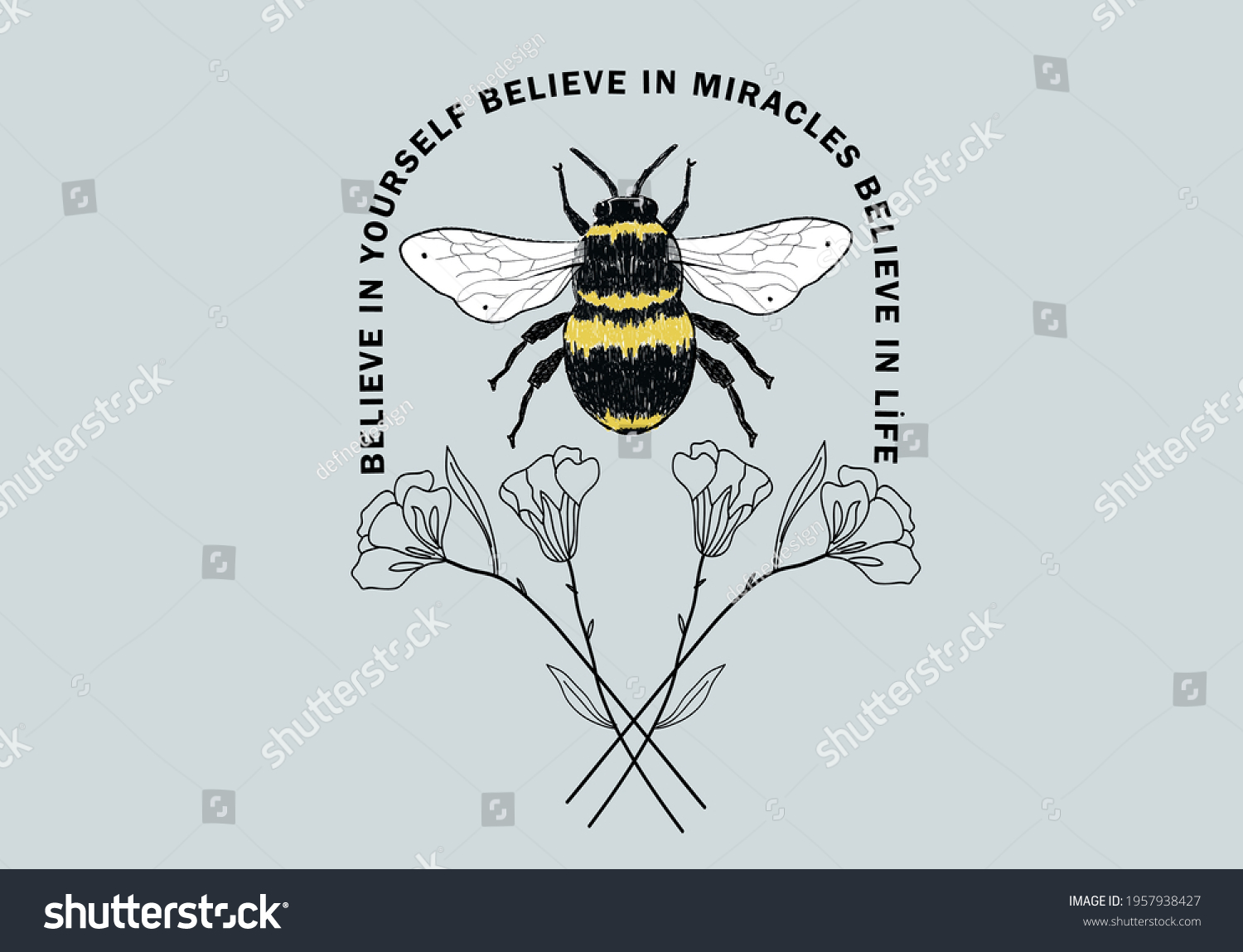 Bee Flower Design Art Vector Stock Vector (Royalty Free) 1957938427