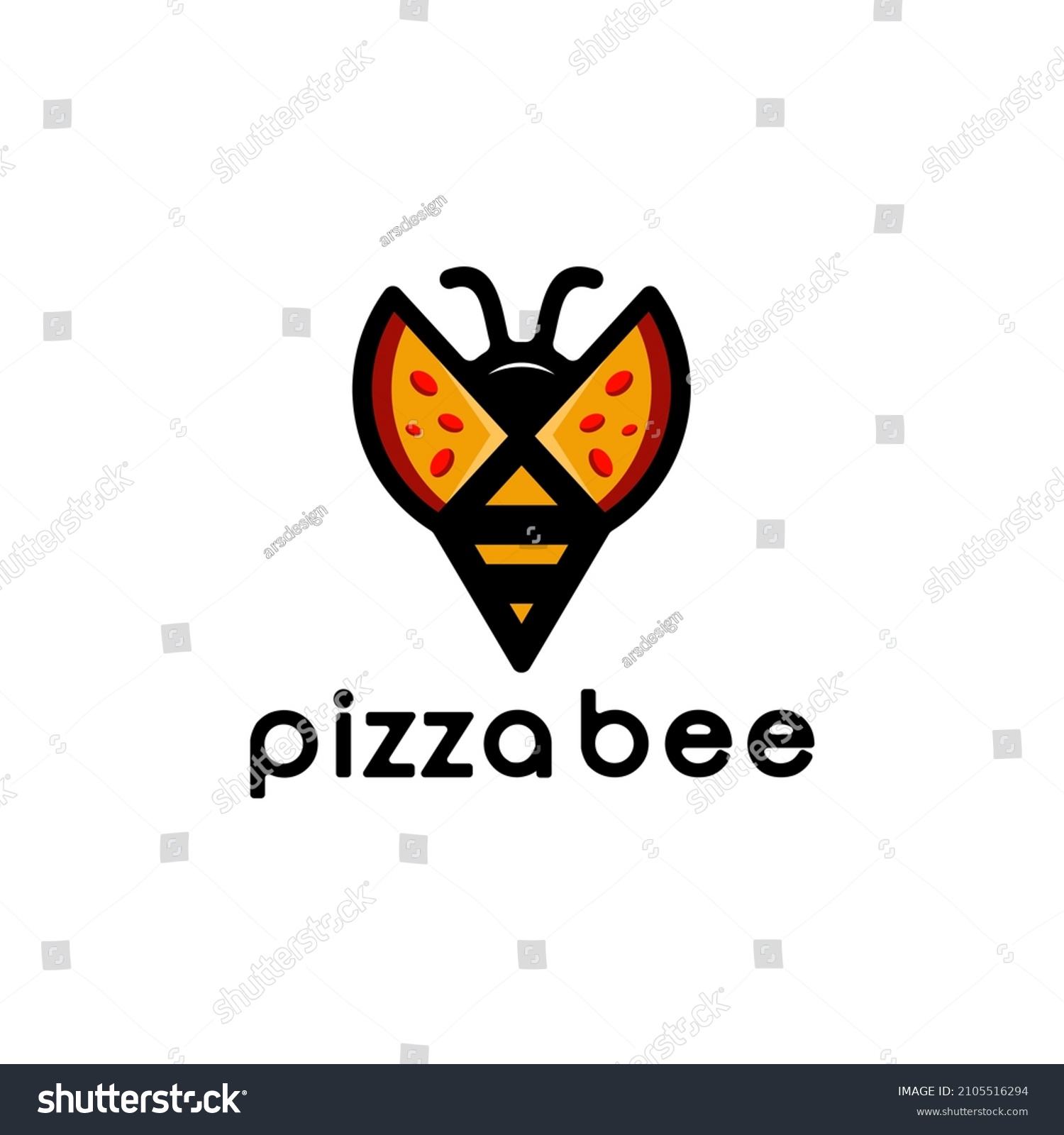 Bee Pizza Combinationsin Background White Vector Stock Vector (Royalty ...