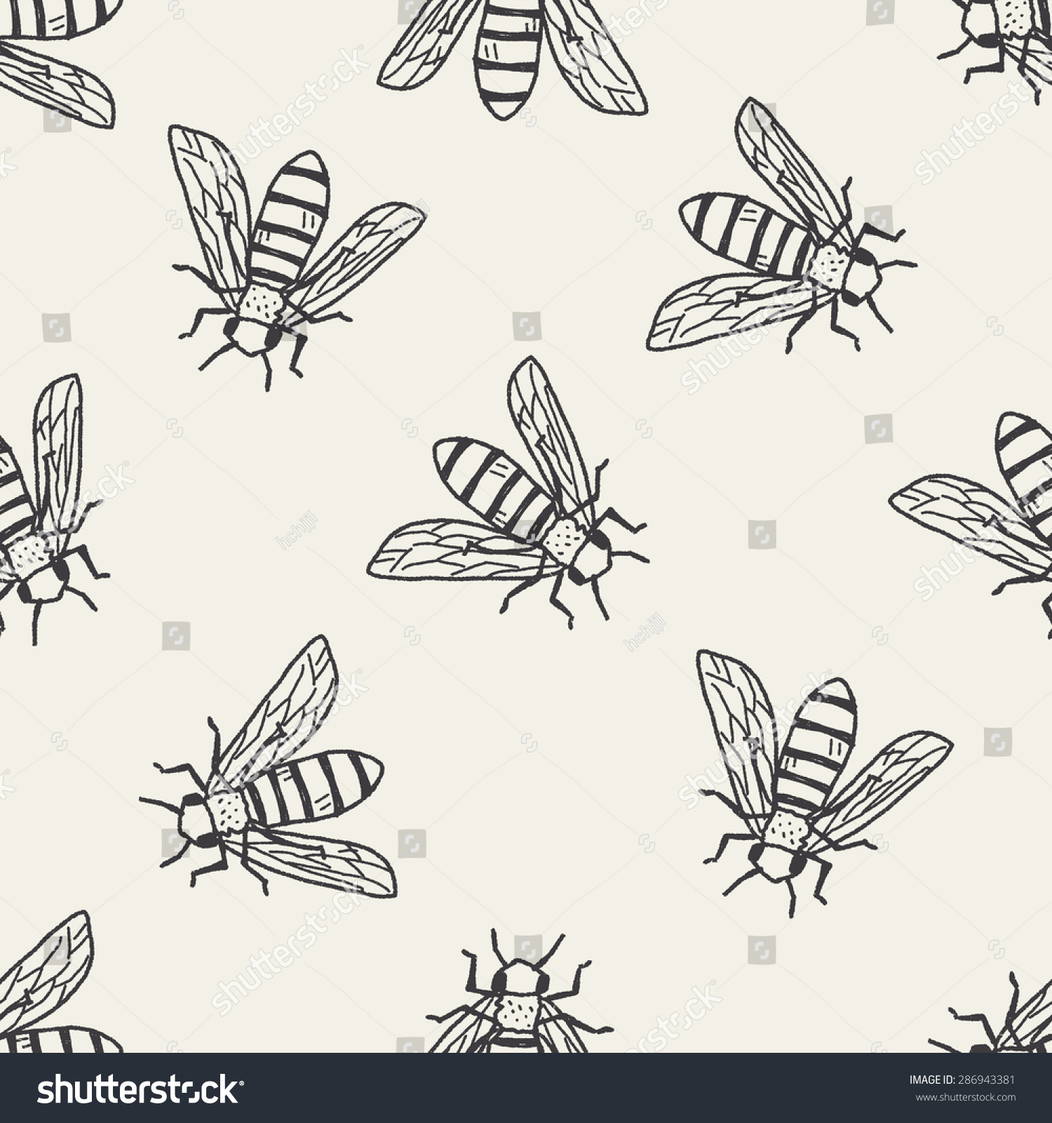 Bee Doodle Seamless Pattern Background: เวกเตอร์สต็อก (ปลอดค่าลิขสิทธิ์ ...