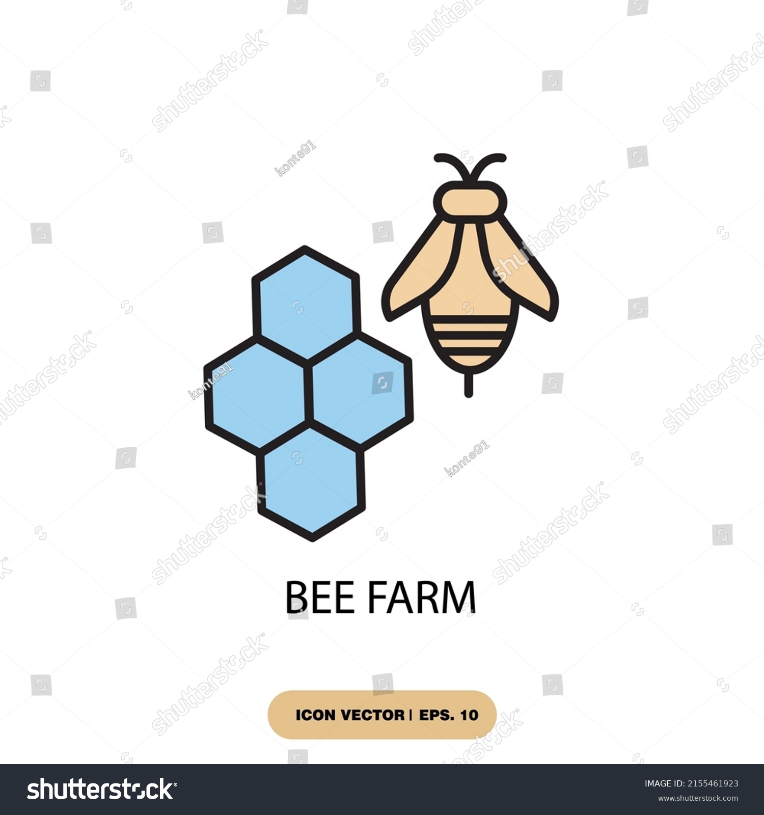 Bee Farm Icons Symbol Vector Elements Stock Vector (Royalty Free ...
