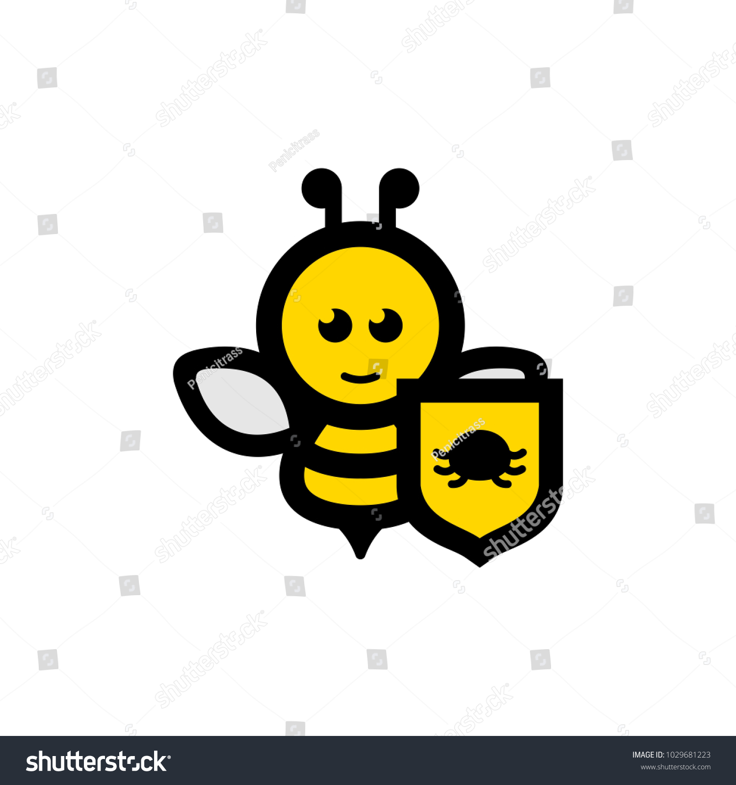 Bee Guard Logo Icon Stock Vector (Royalty Free) 1029681223