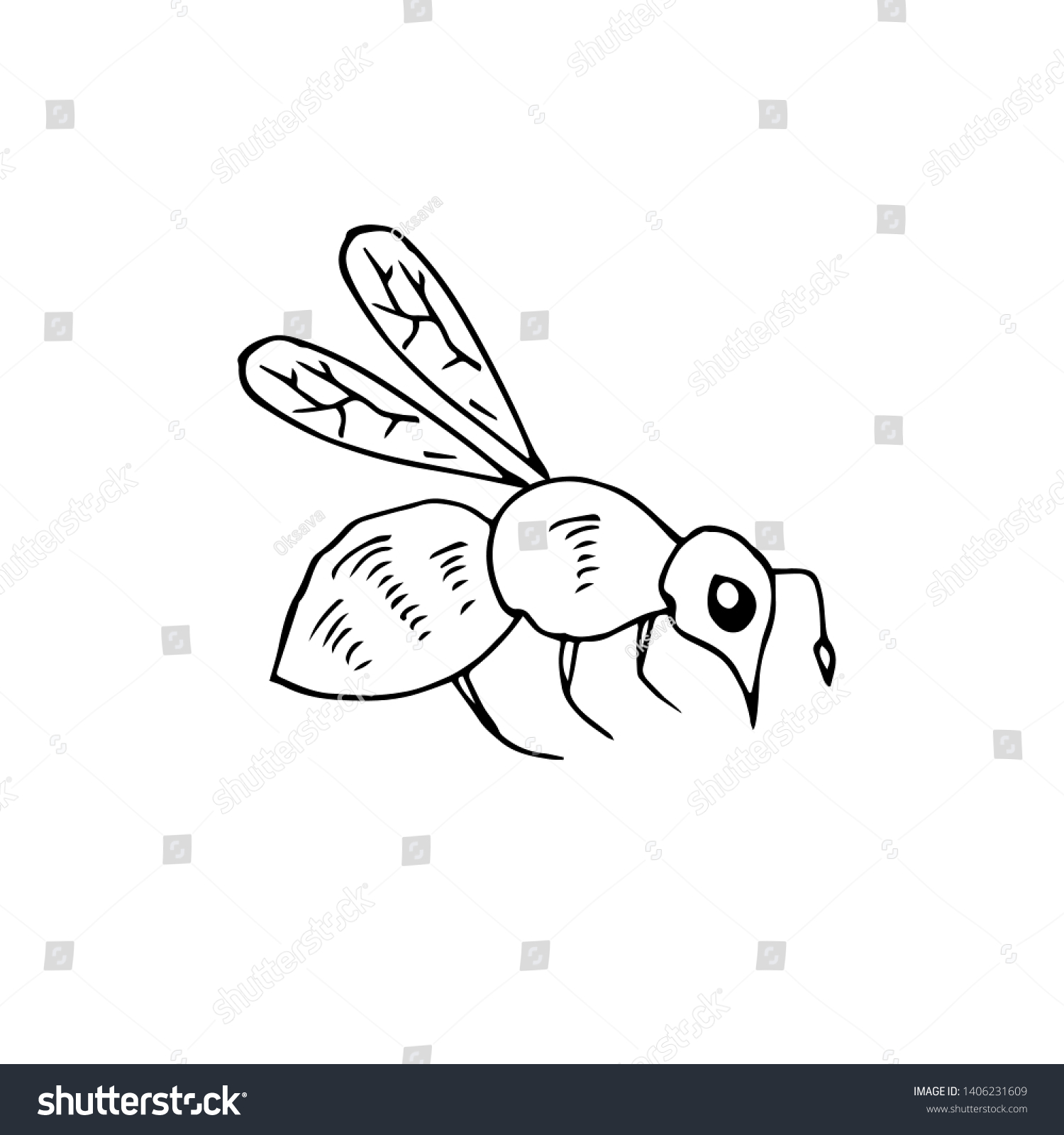 Bee Hand Drawn Scetch Vector Illustration Stock Vector (Royalty Free ...