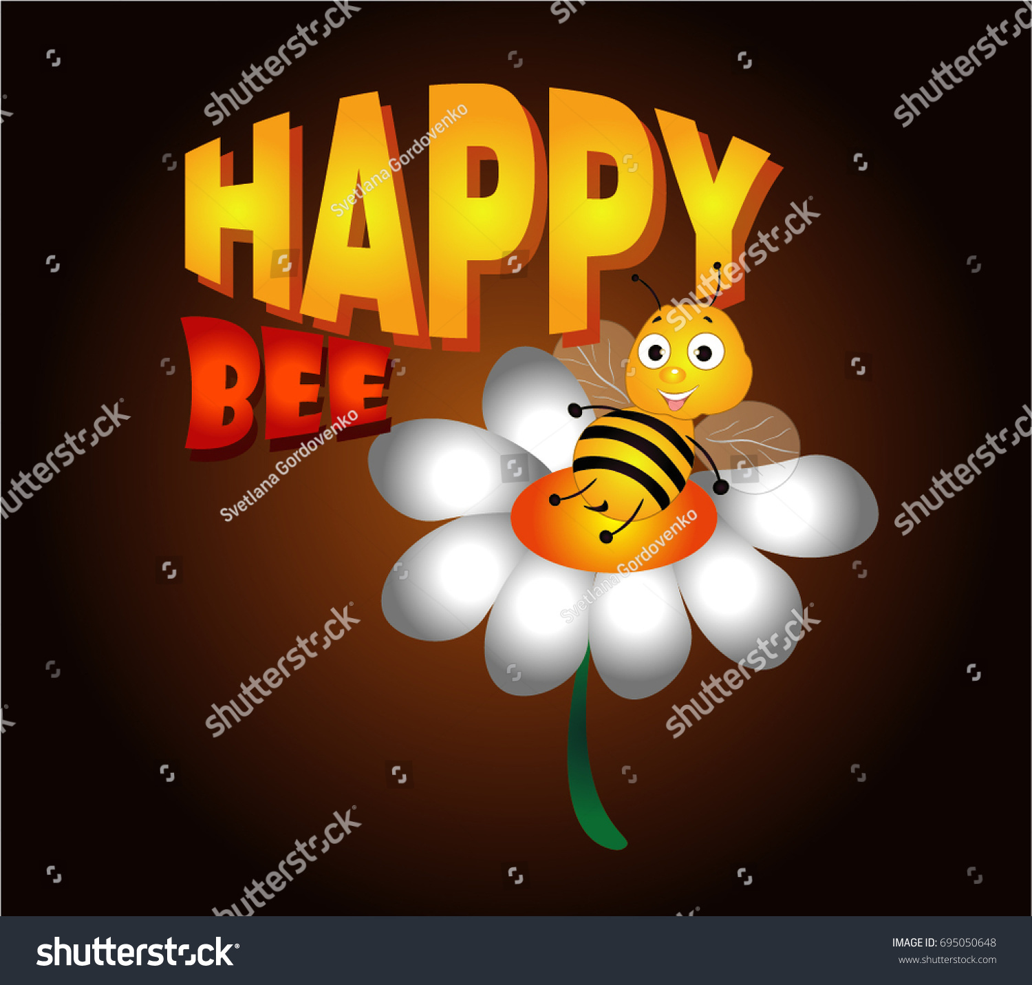 Bee Happy Cartoon Stock Vector (Royalty Free) 695050648