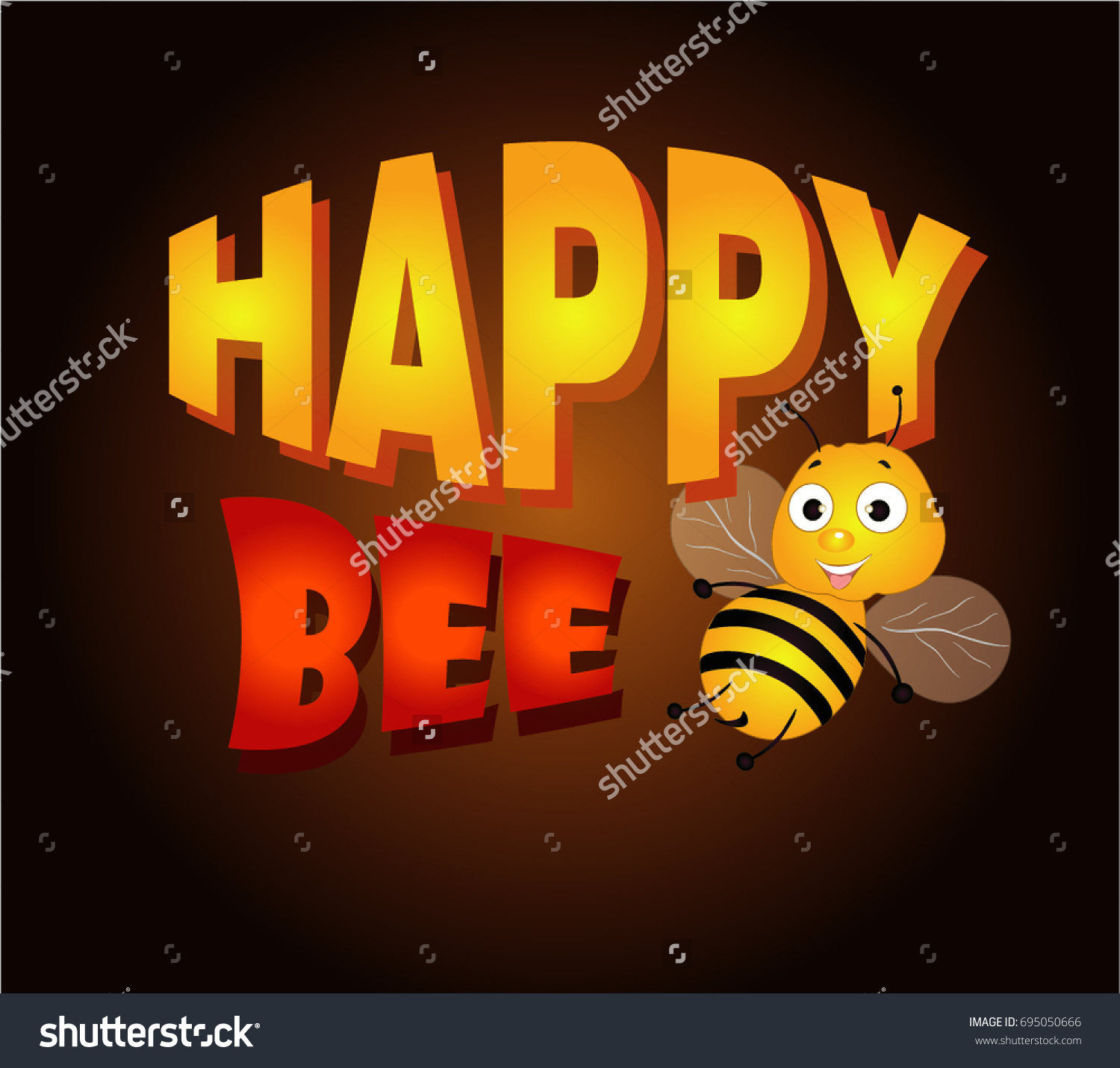 Bee Happy Cartoon: vector de stock (libre de regalías) 695050666 ...