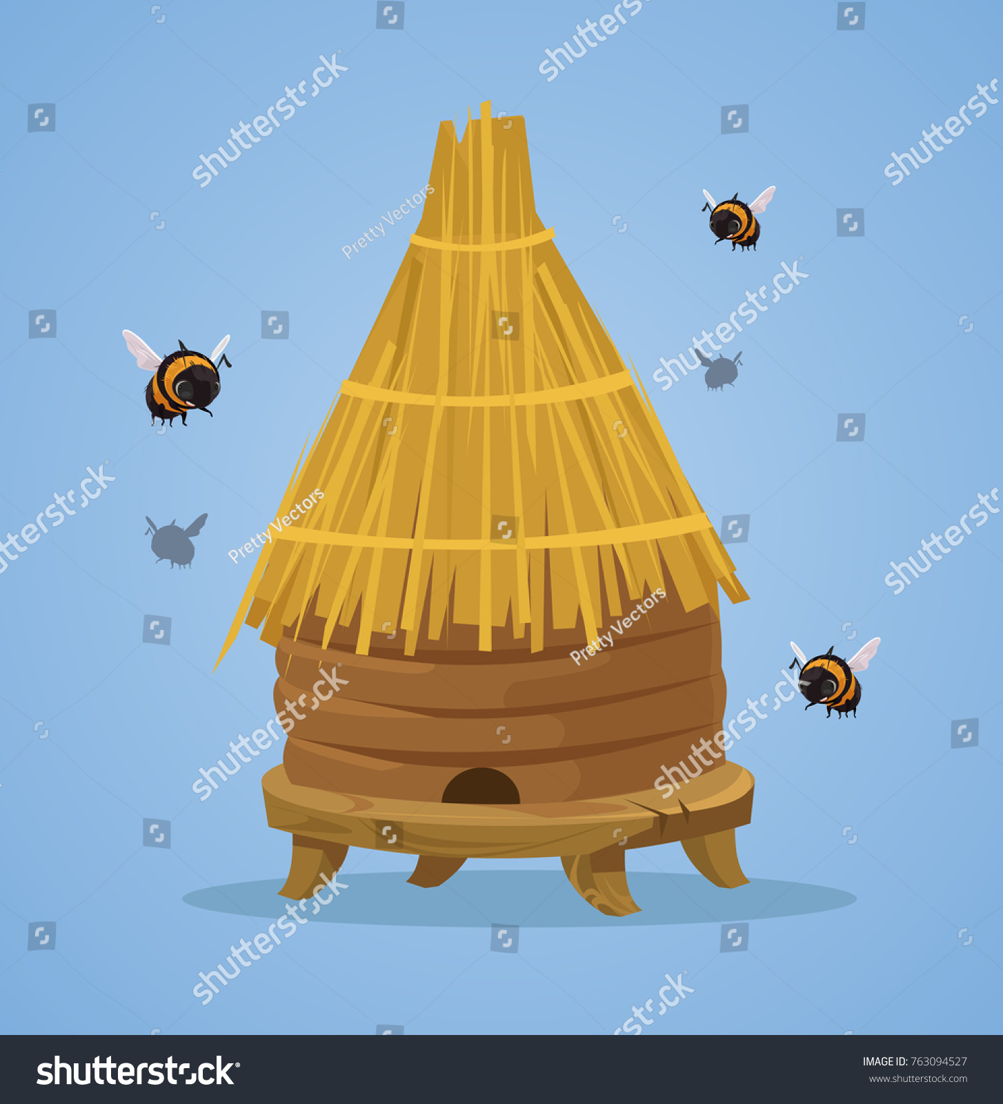 Bee Hive Vector Flat Cartoon Illustration Stock Vector (Royalty Free ...