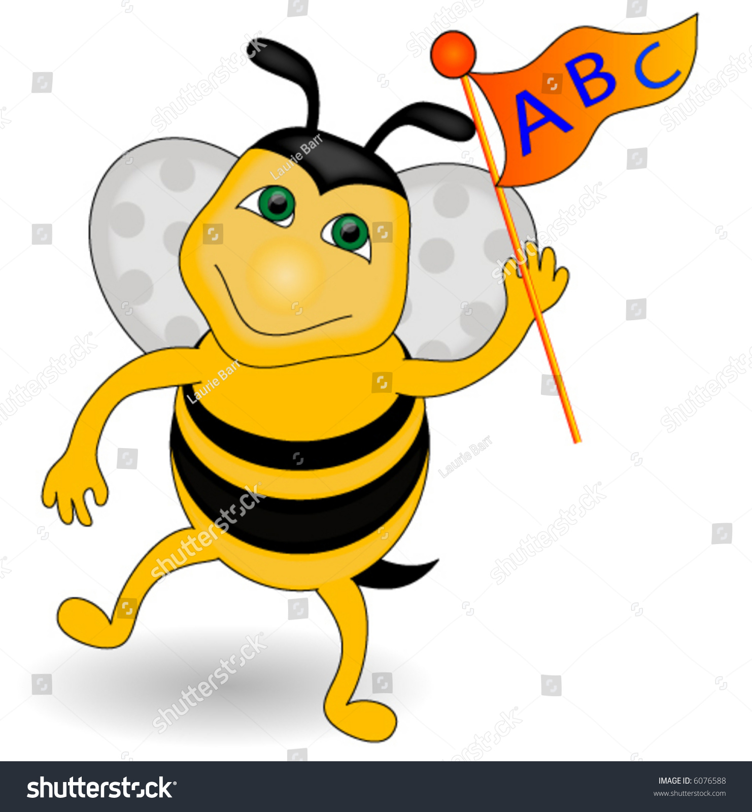 Bee Holding Flag Abc Vector Stock Vector (Royalty Free) 6076588