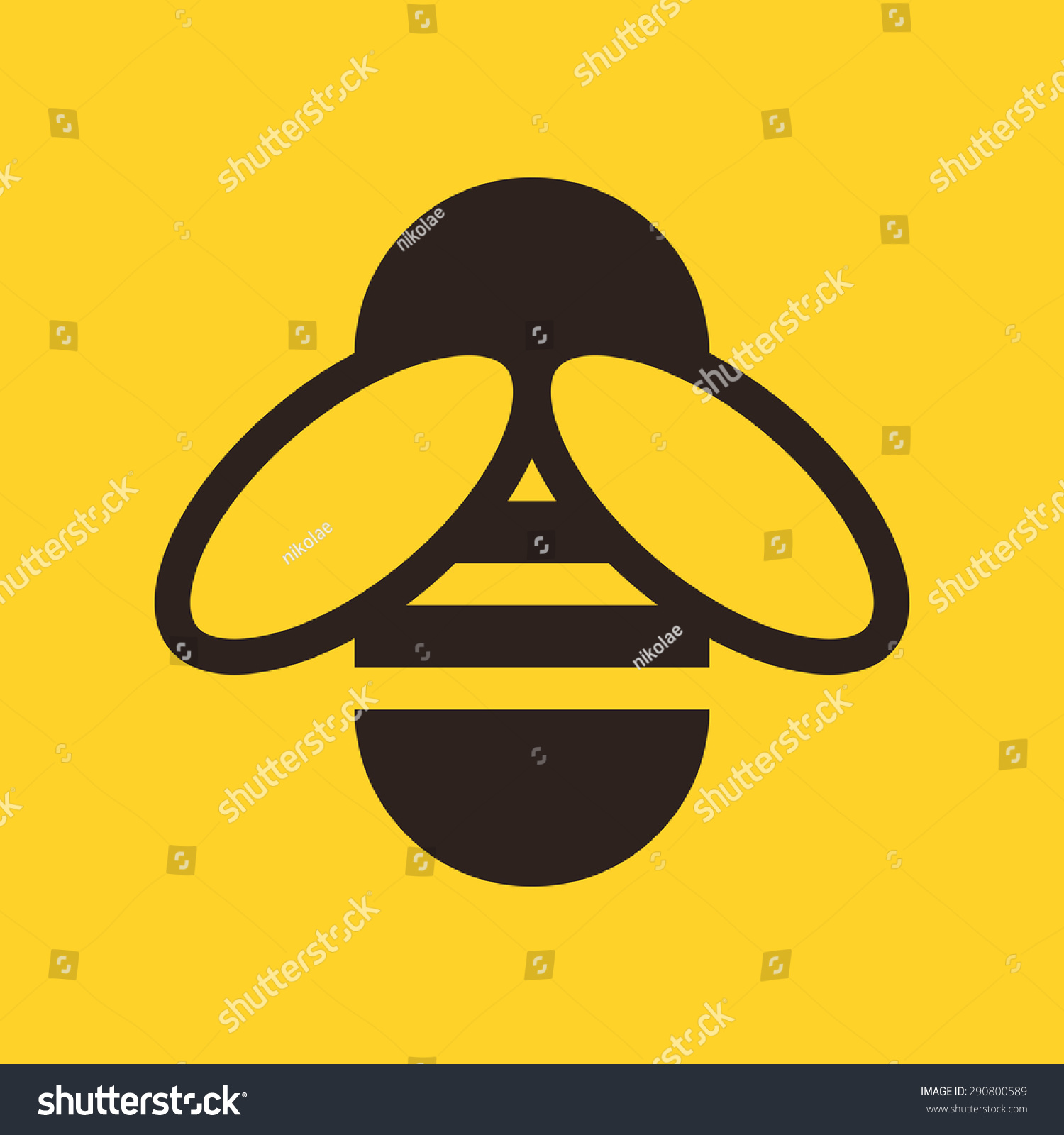 Bee Icon On Yellow Background Stock Vector (Royalty Free) 290800589 ...