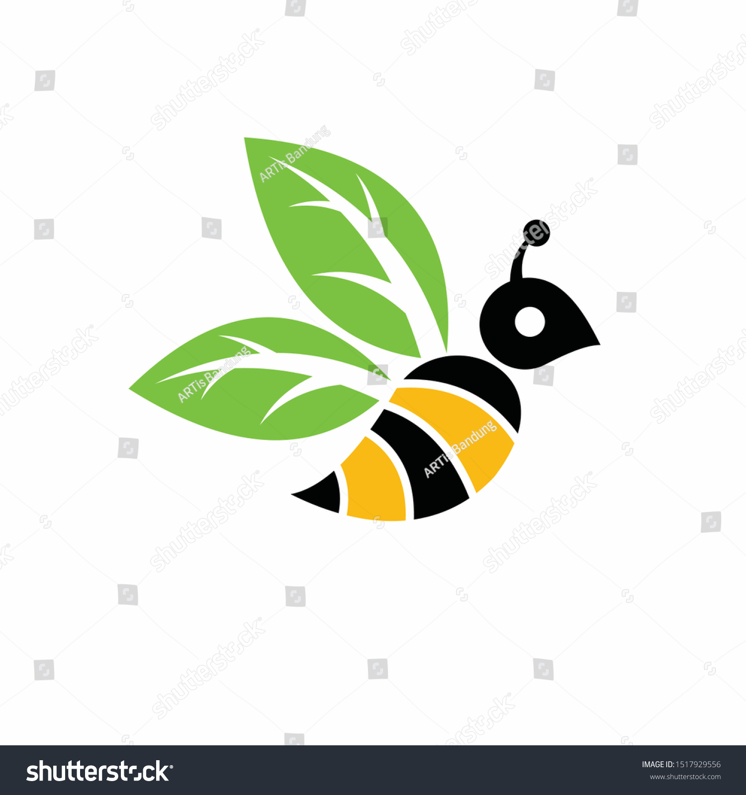 Bee Logo Leaf Wings Vector Stock Vector (Royalty Free) 1517929556