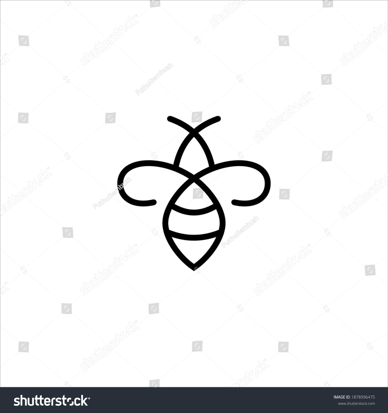 Bee Logo Icon Line Style Vector Stock Vector (Royalty Free) 1878996475