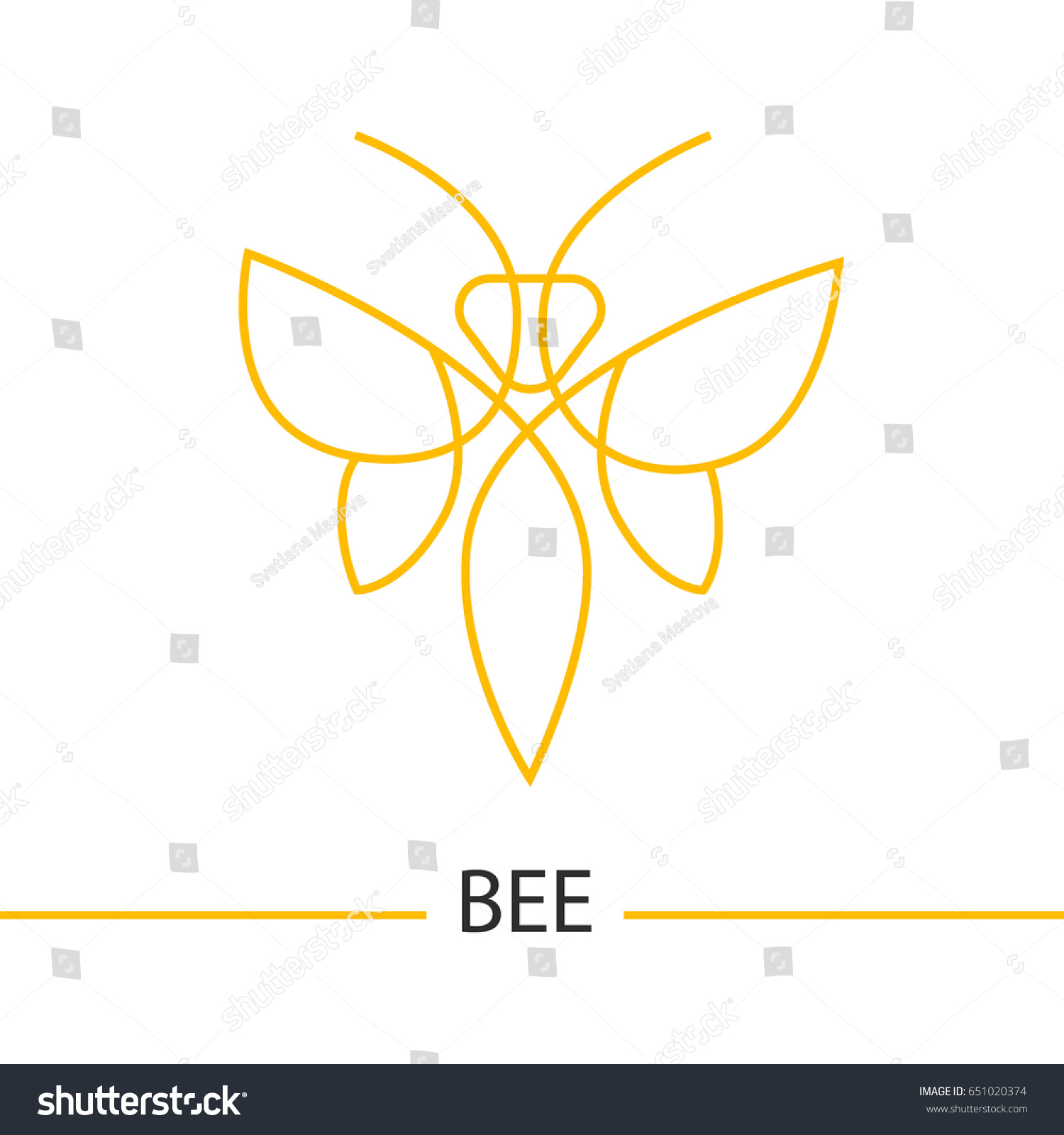 Bee Logo Vector Line Style Bee Stock Vector (Royalty Free) 651020374
