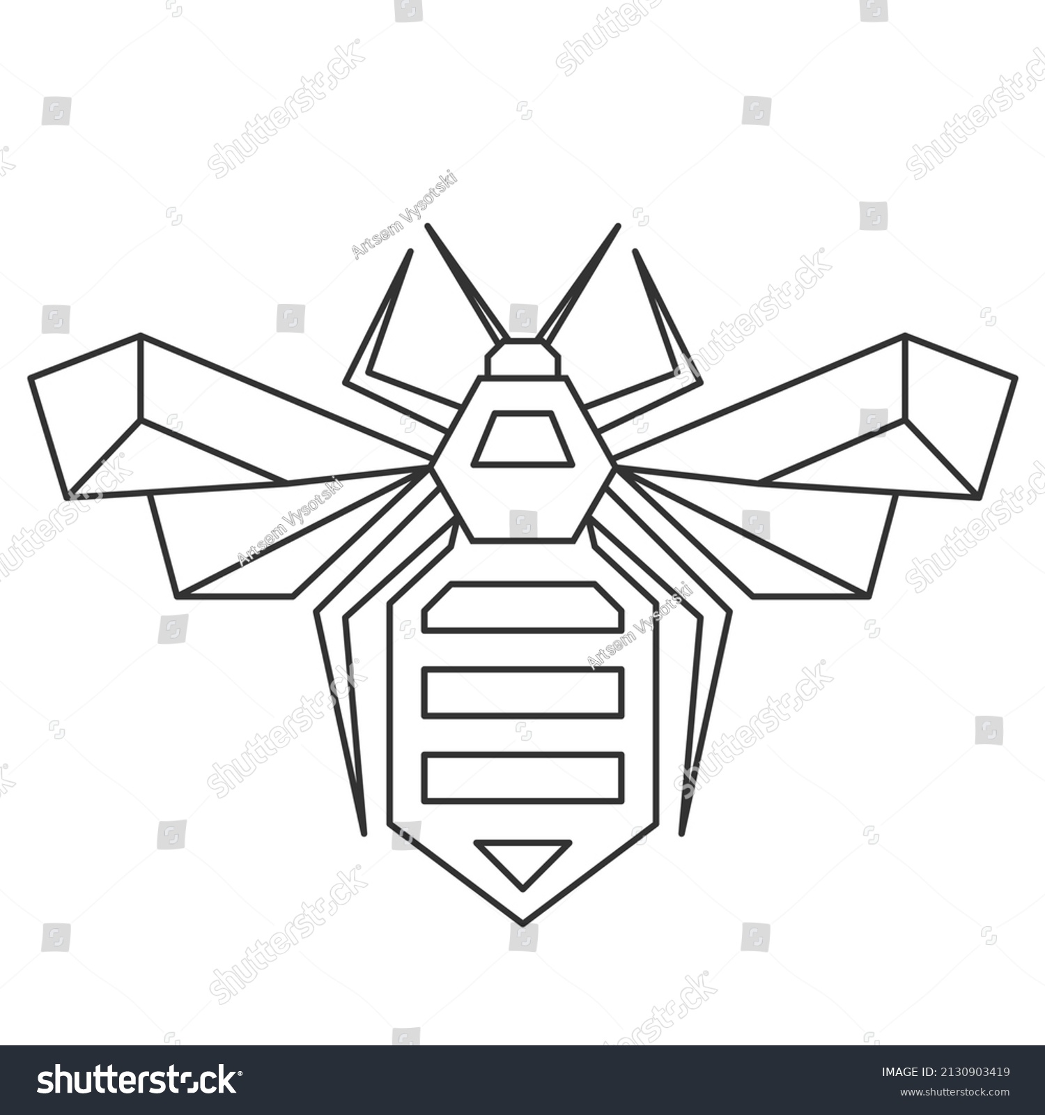 Bee Low Polygon Linear Illustration Geometric Stock Vector (Royalty ...