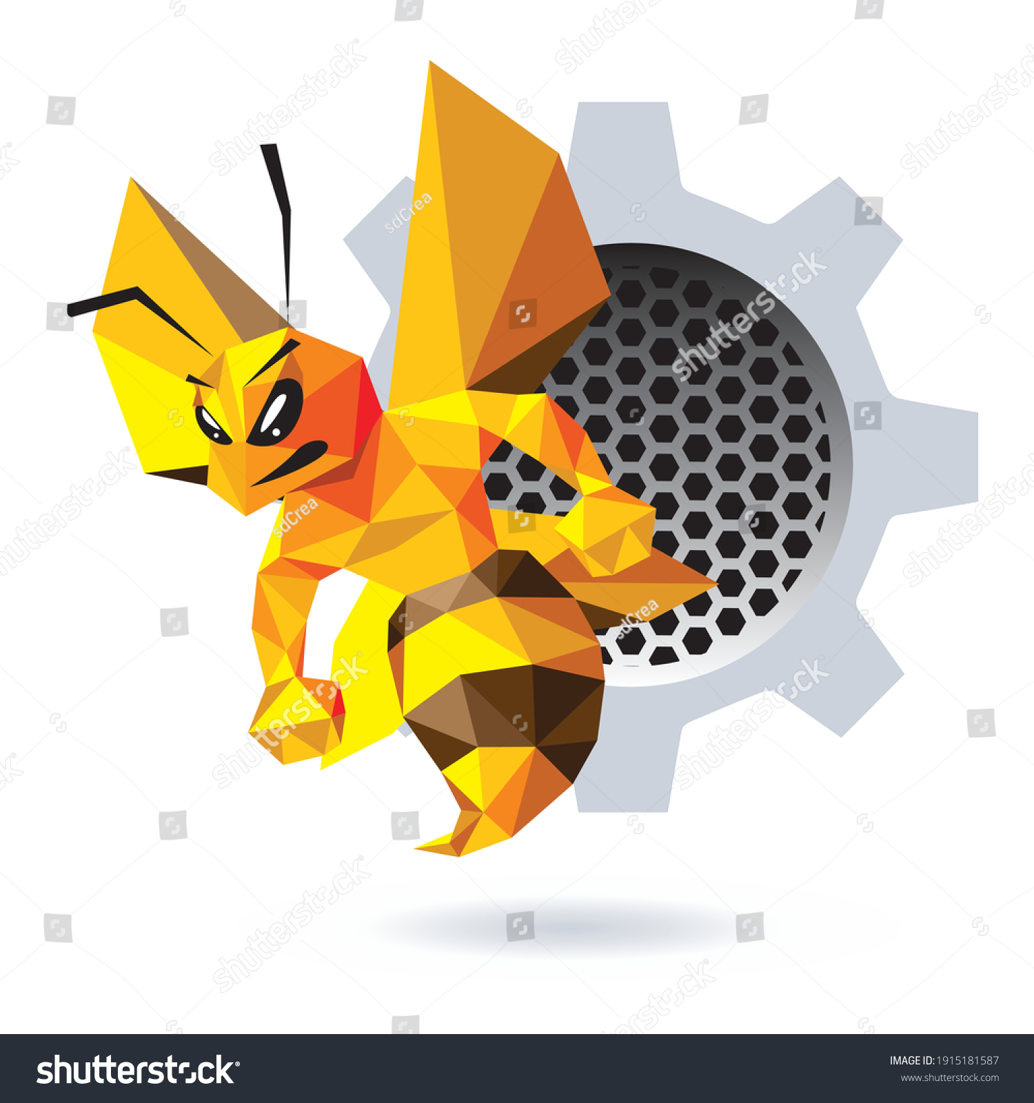 Bee Mascot Design Wheel Stock Vector (Royalty Free) 1915181587 ...