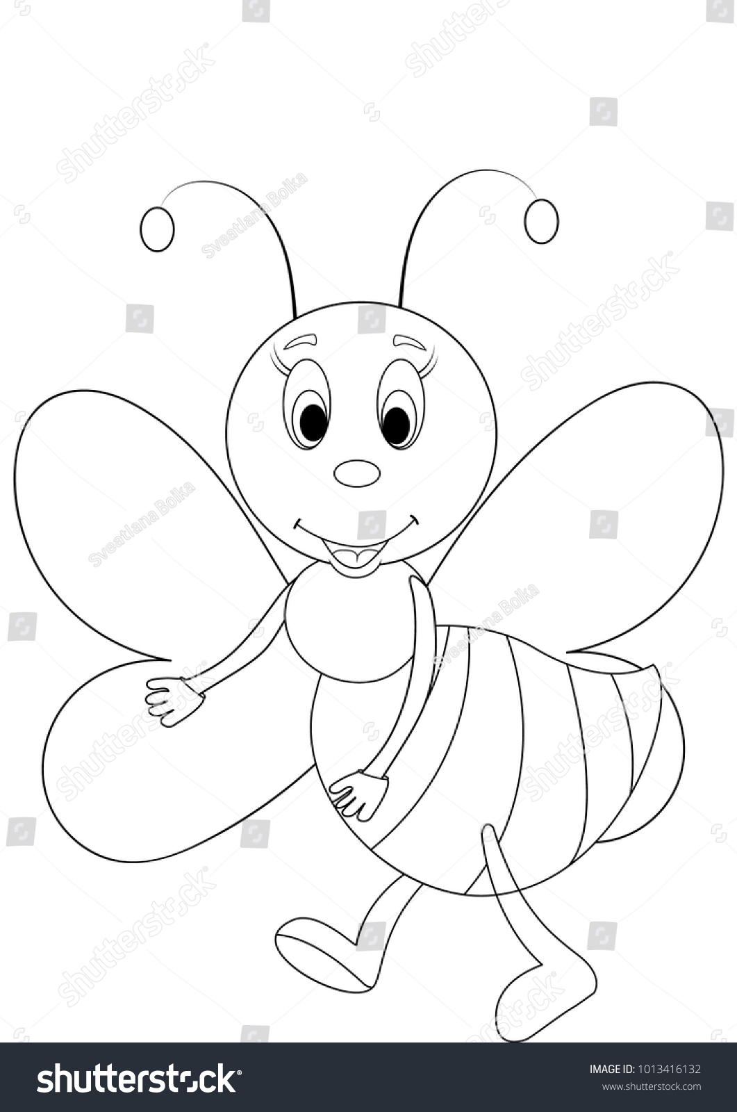Bee Outline Coloring Stock Vector (Royalty Free) 1013416132