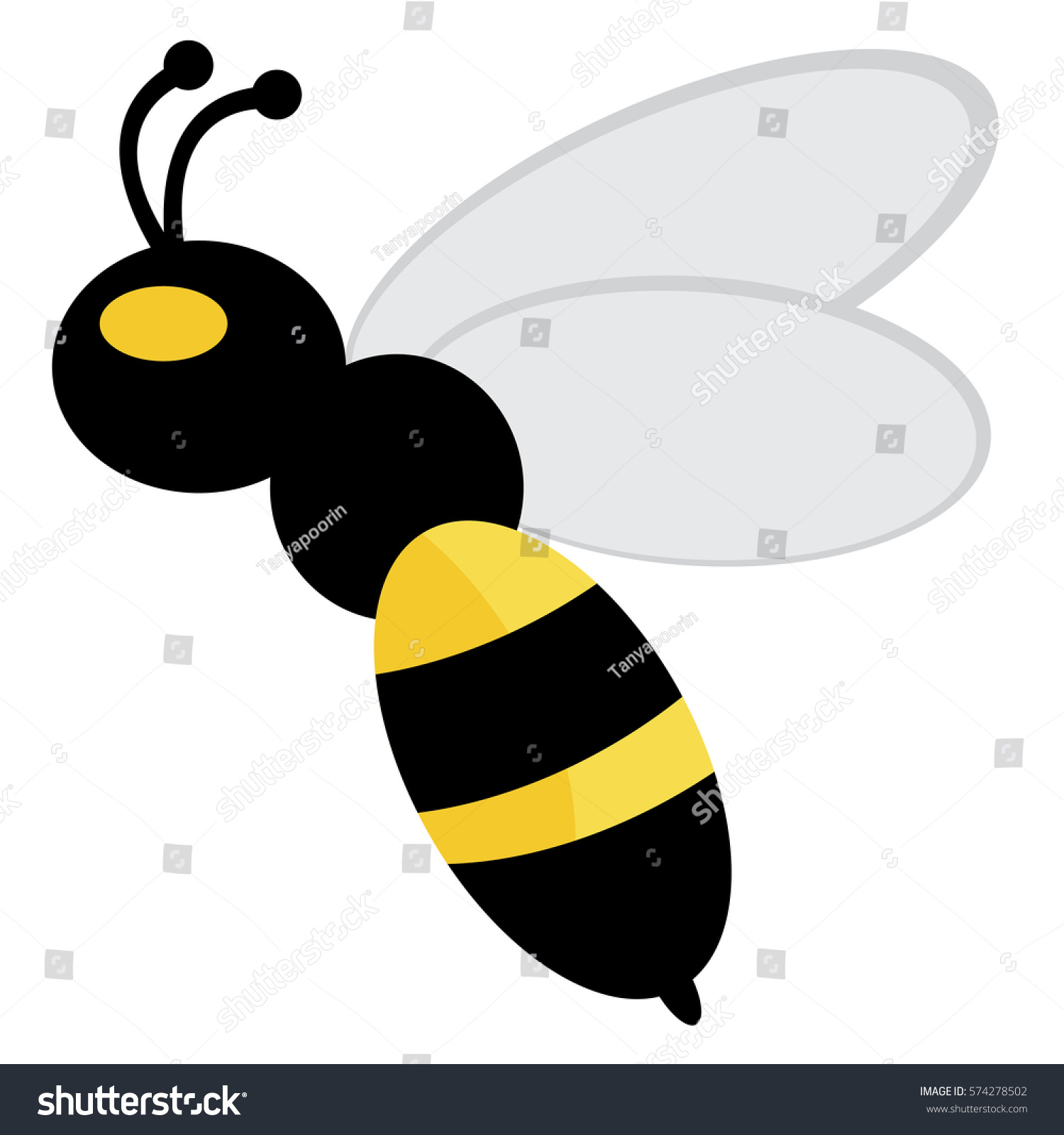 Bee Side View Isolated On White: vector de stock (libre de regalías ...