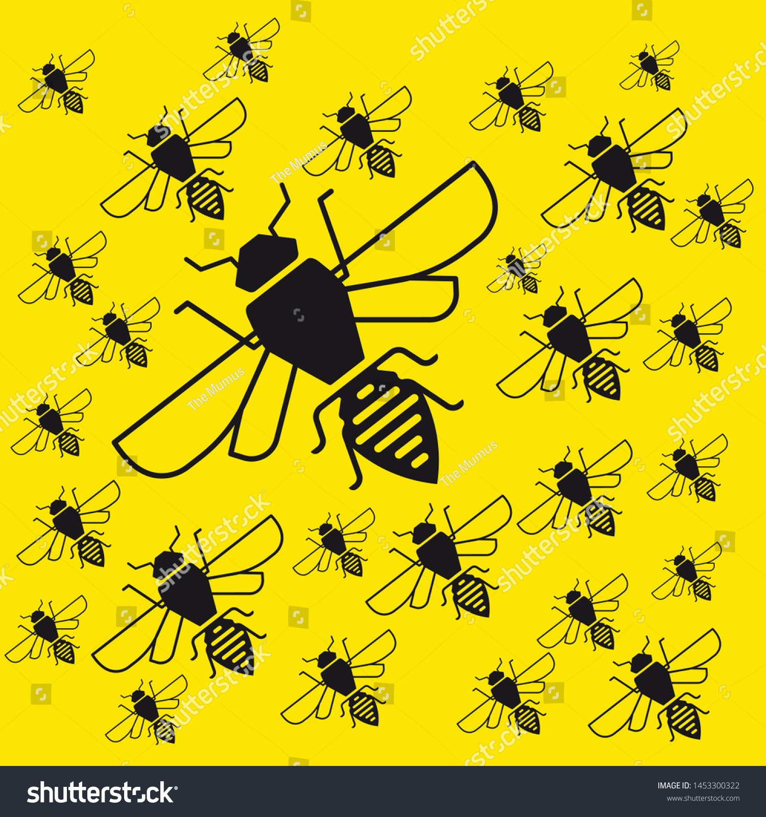 Bee Vector Background Collection Different Sized Stock Vector (Royalty ...