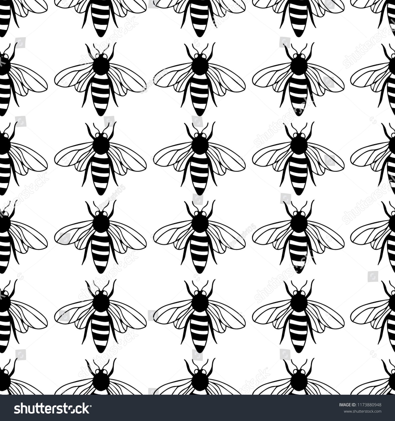 Bee Vector Illustration Stock Vector (Royalty Free) 1173880948 ...