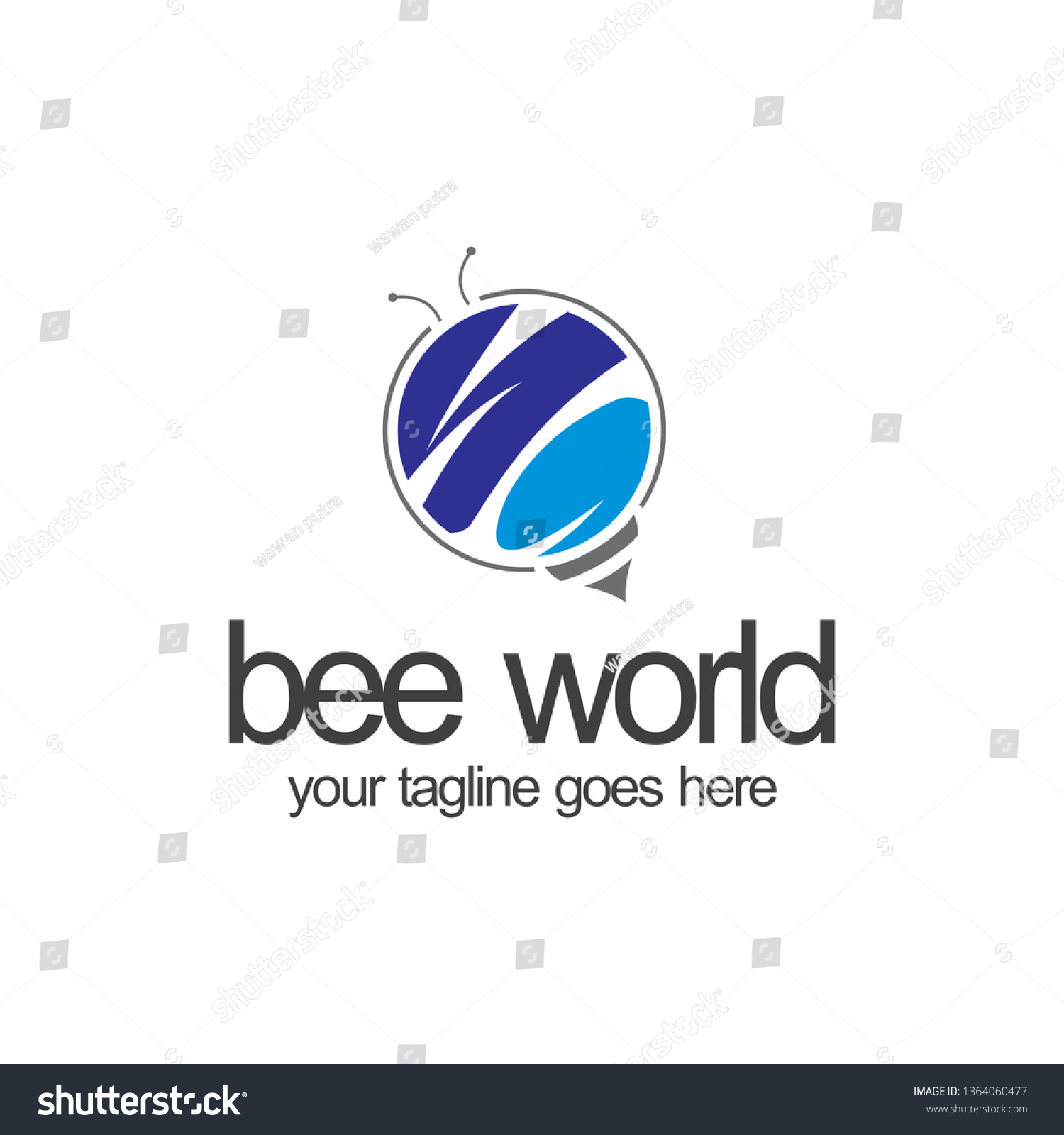 Bee World Logo Design Stock Vector (Royalty Free) 1364060477