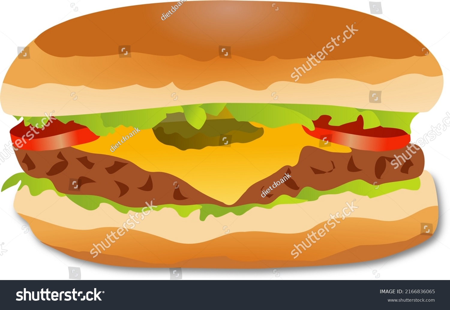 Beef Burger Cheese Slice Stock Vector (Royalty Free) 2166836065 ...
